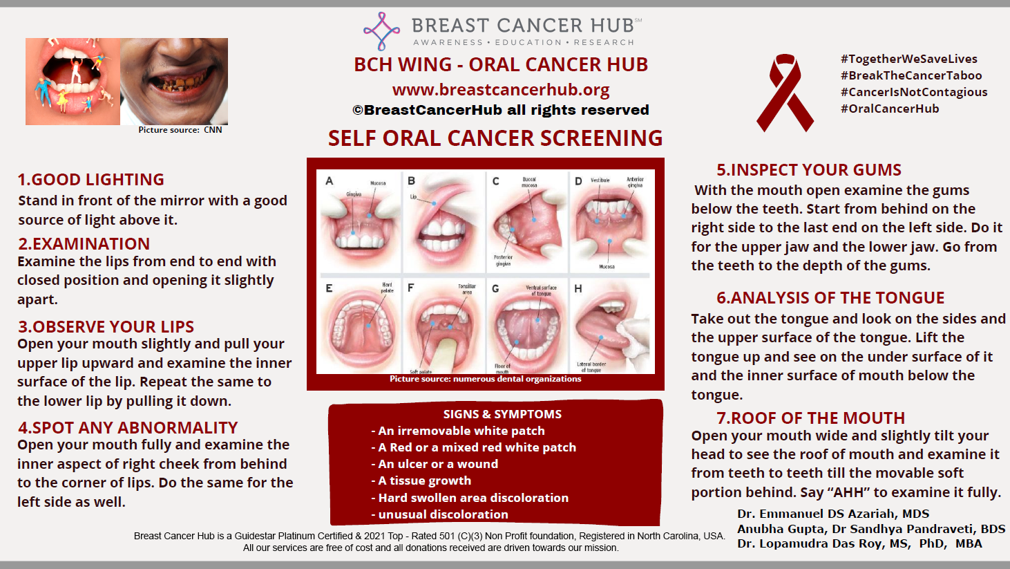 SELF ORAL CANCER SCREENING CARD Breast Cancer Hub SELF ORAL CANCER SCREENING CARD Breast Cancer Hub
