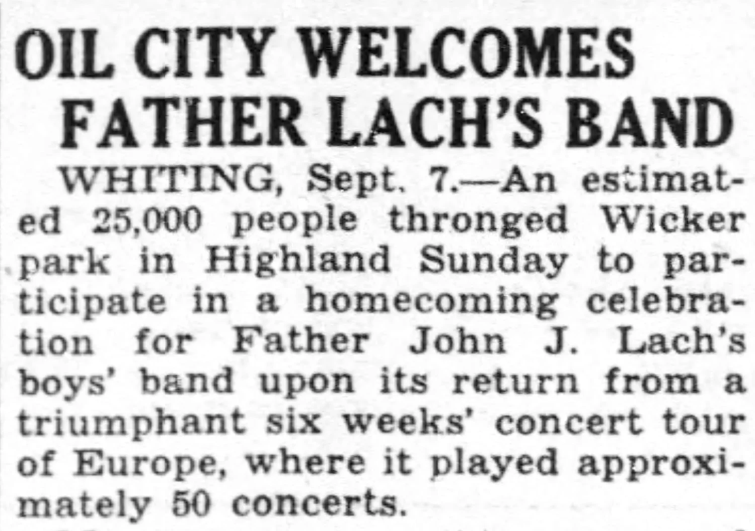 Father Lach's 1937 European Band Tour — Whiting-Robertsdale Historical ...