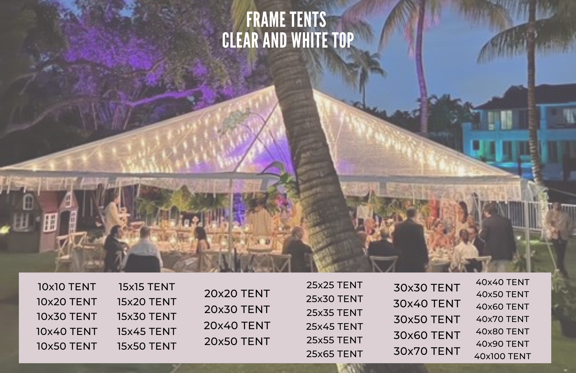 Tent sizes and Images — Tent & Party Events