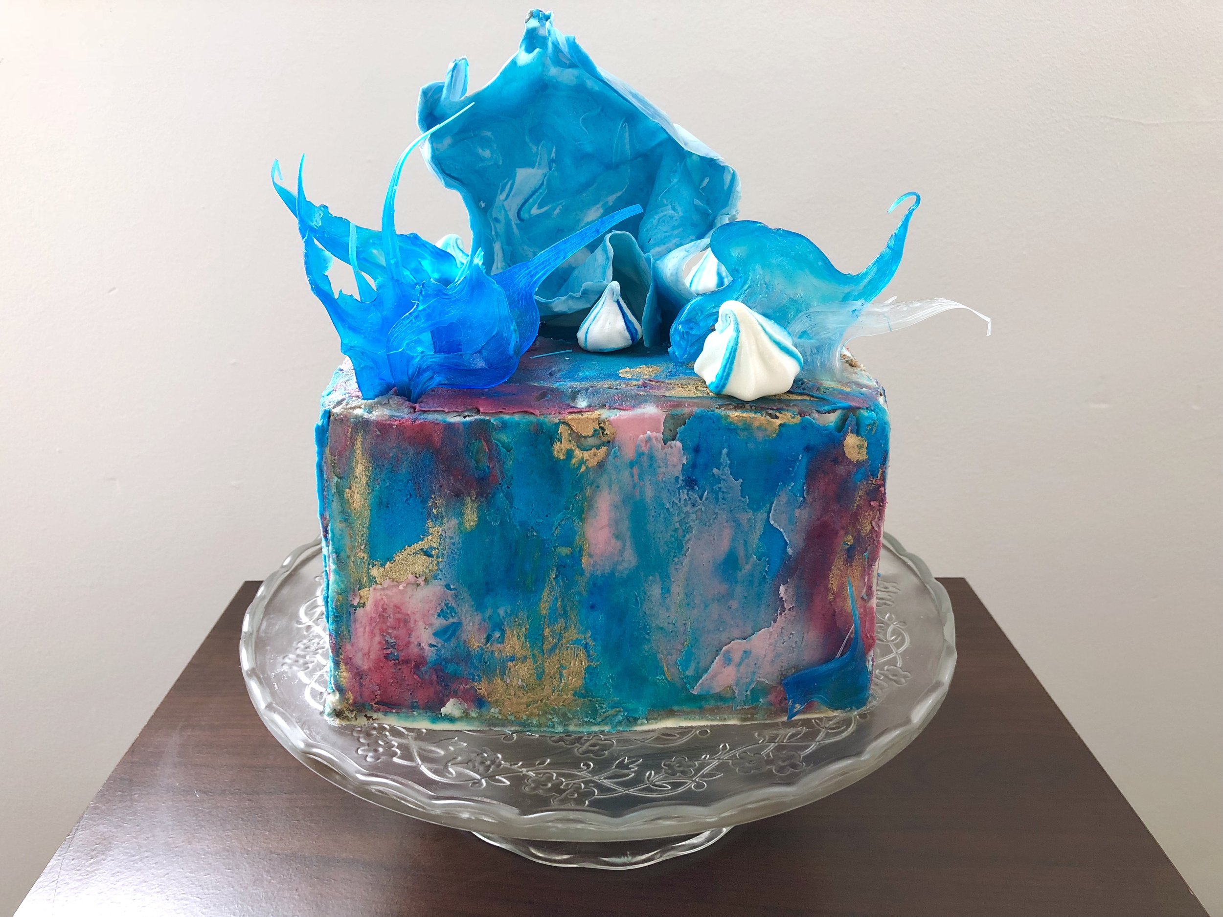 Square Blue Textured Cake — EatWithArli