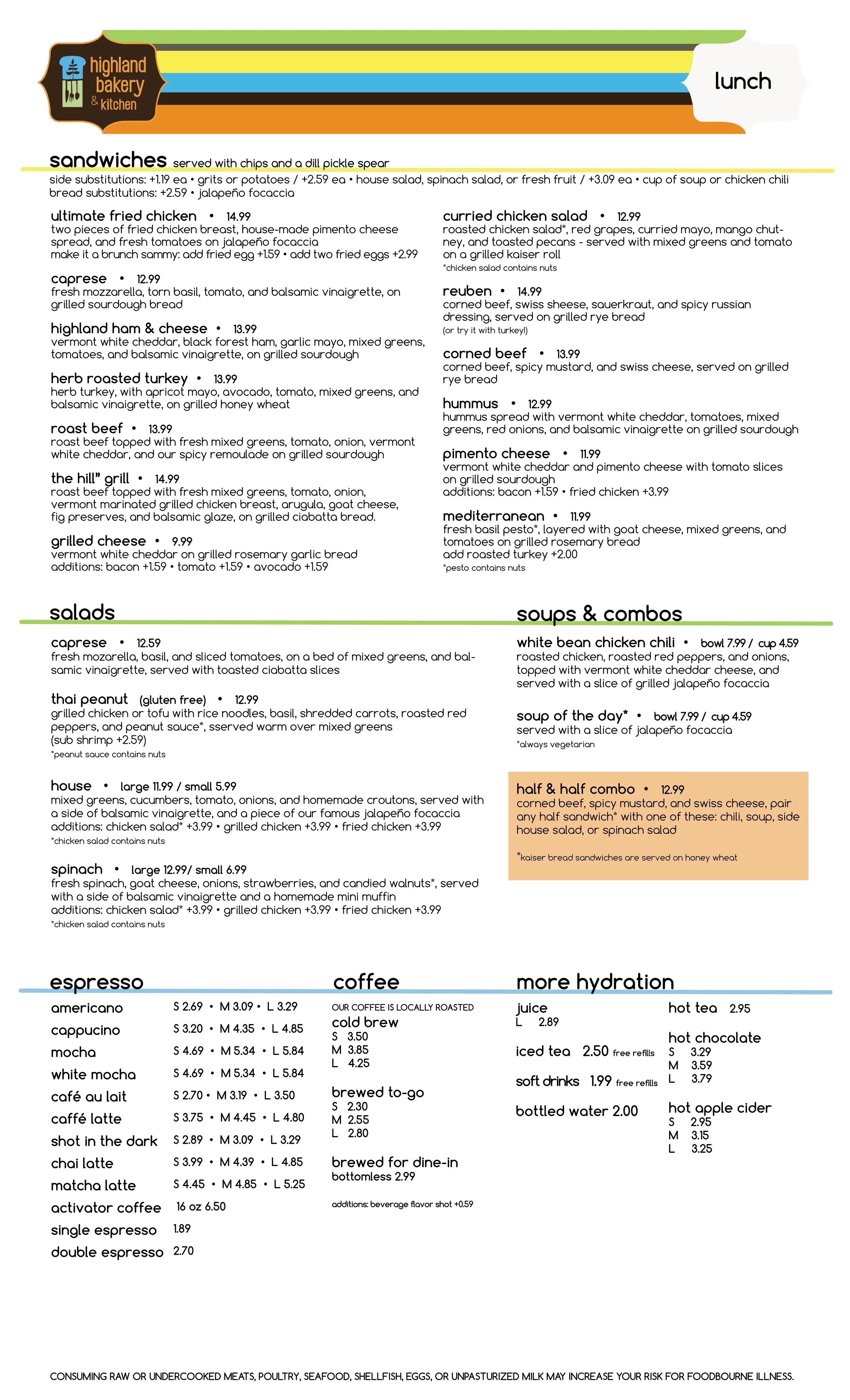 Menu — Highland Bakery