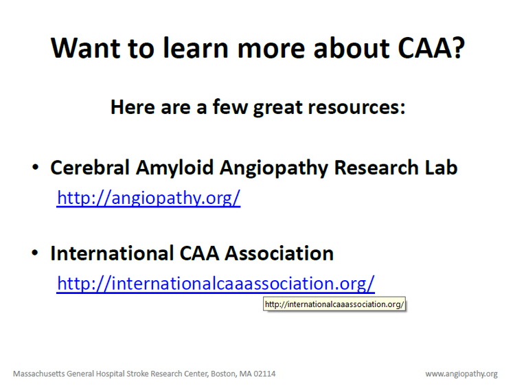 What is CAA? — Cerebral Amyloid Angiopathy