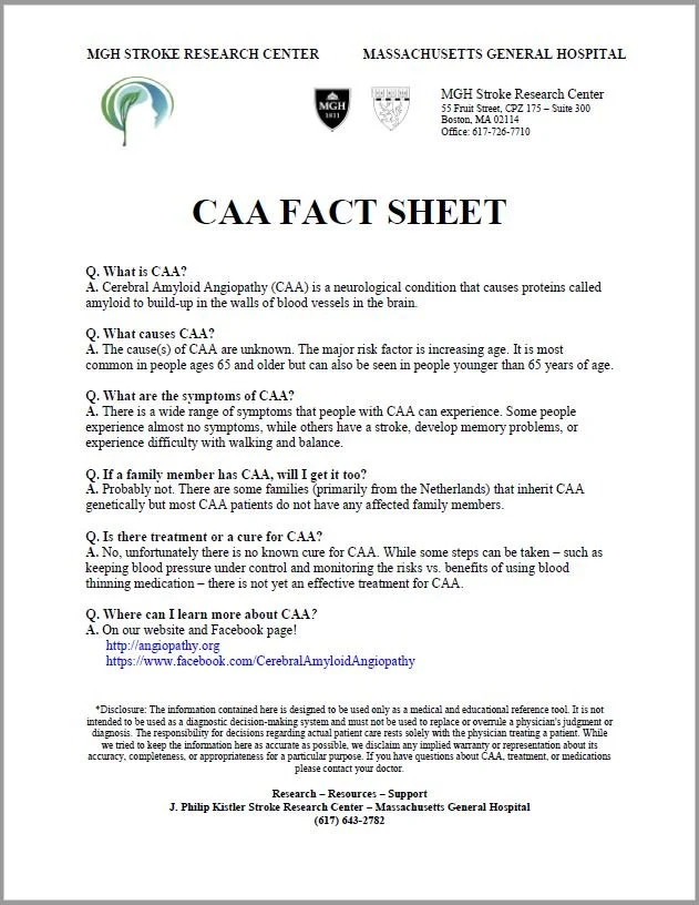 What is CAA? — Cerebral Amyloid Angiopathy