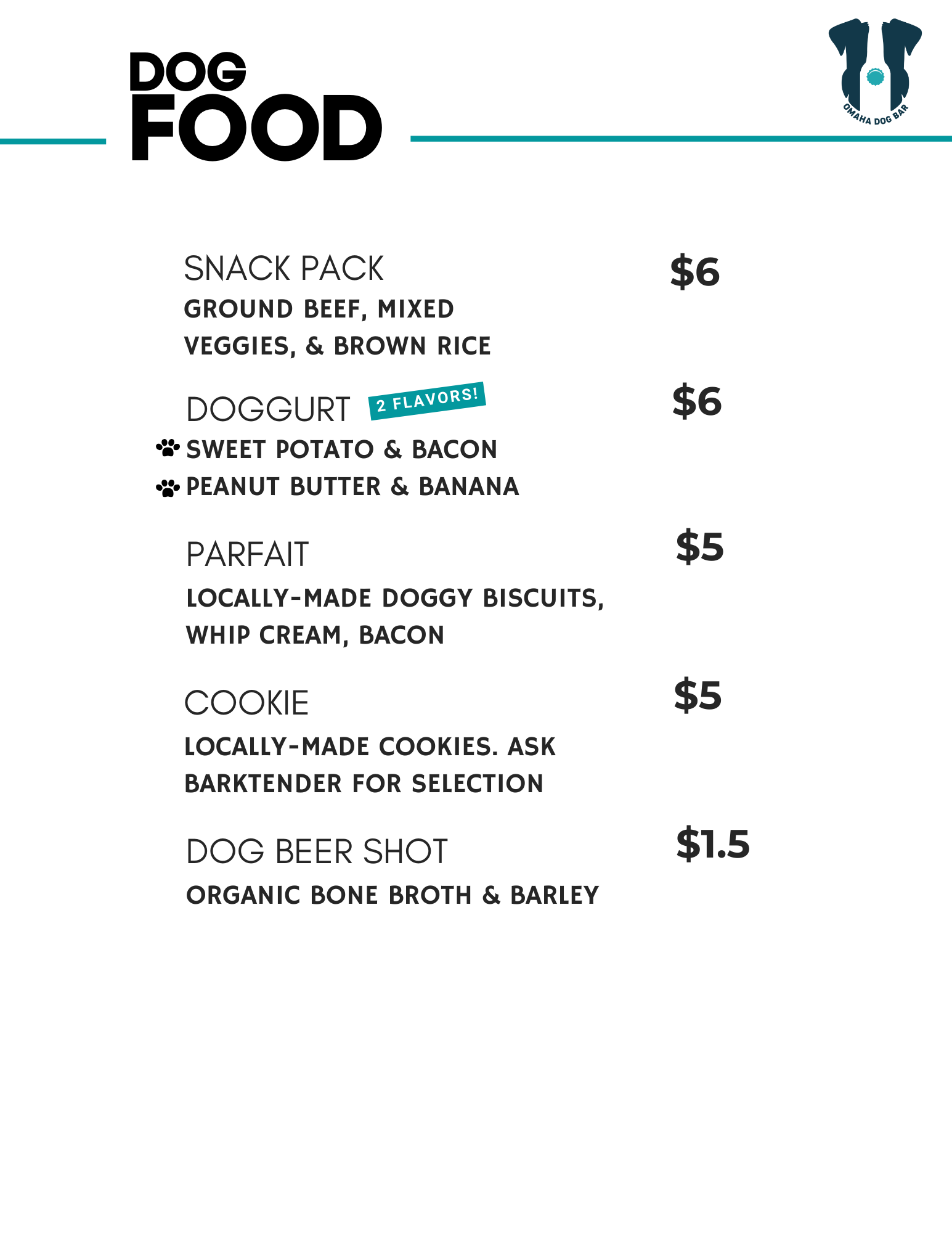 Menu | Omaha Dog Bar