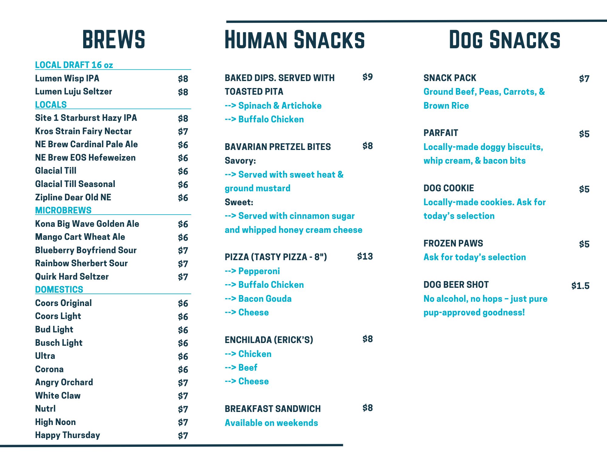 Menu | Omaha Dog Bar