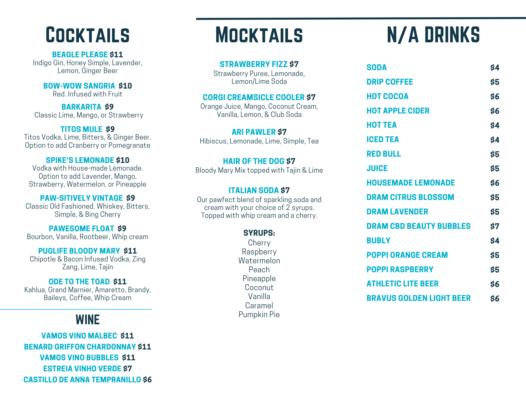 Menu | Omaha Dog Bar
