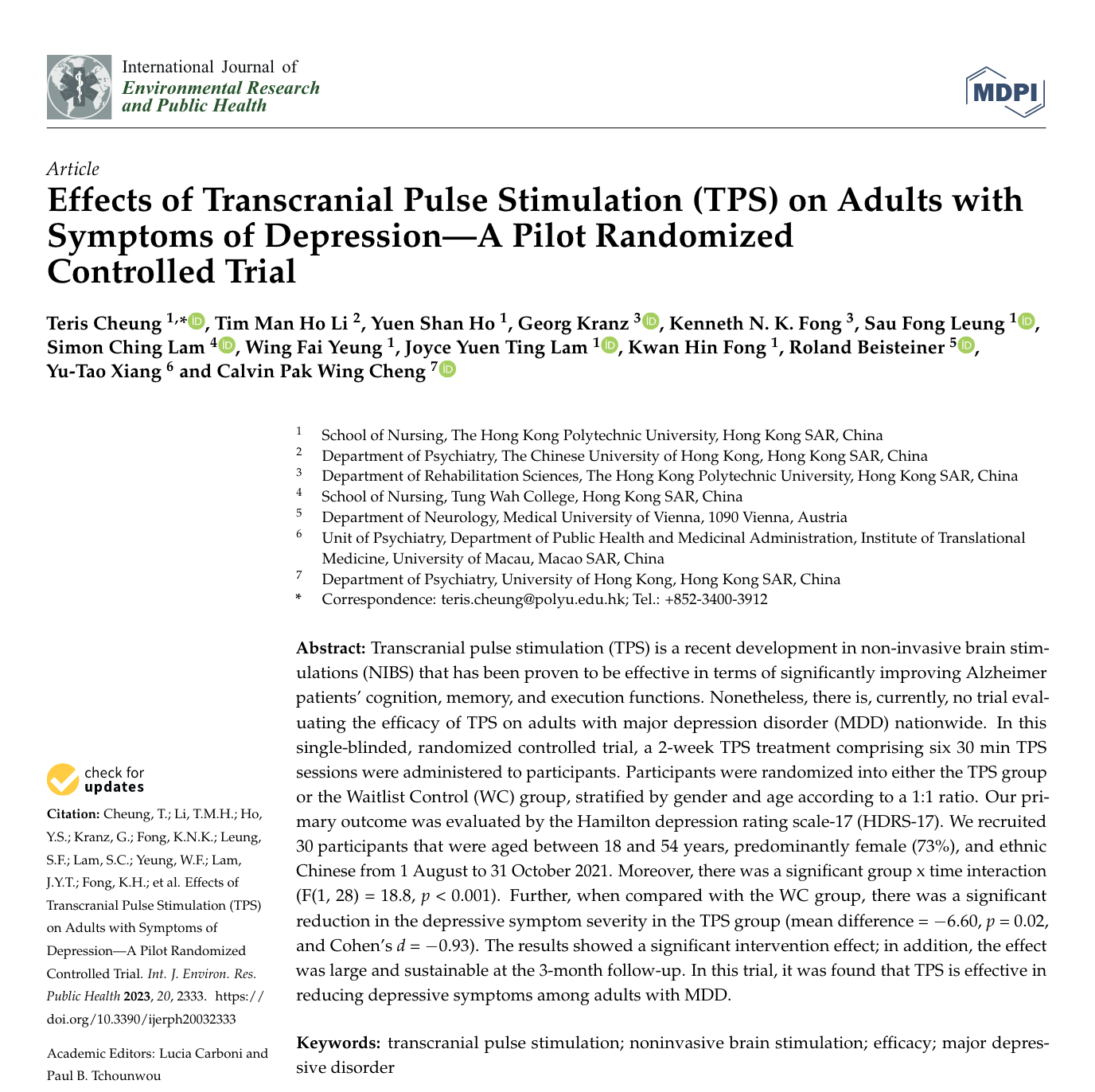 Paper zur Behandlung der Depression mit der Transkraniellen ...
