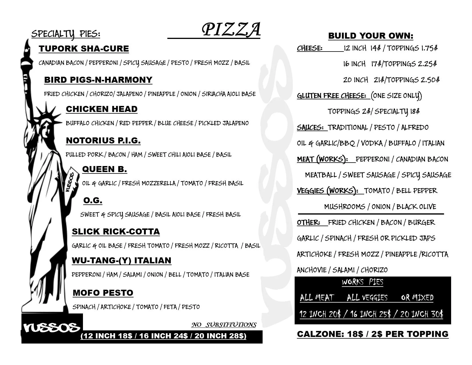 Menu — RUSSO'S