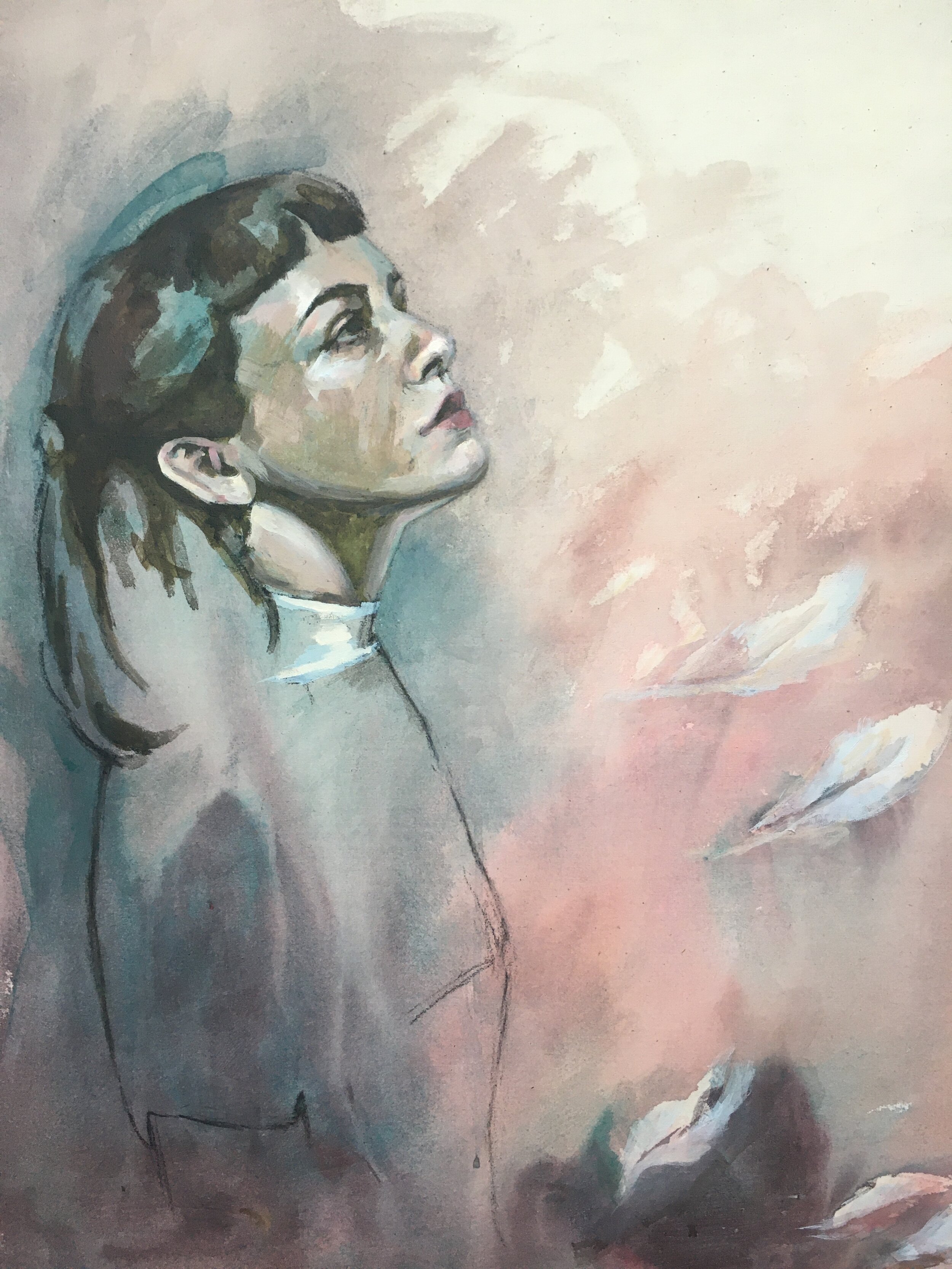 "Here"- Contemporary expressive portrait painting — Florence Lee & co