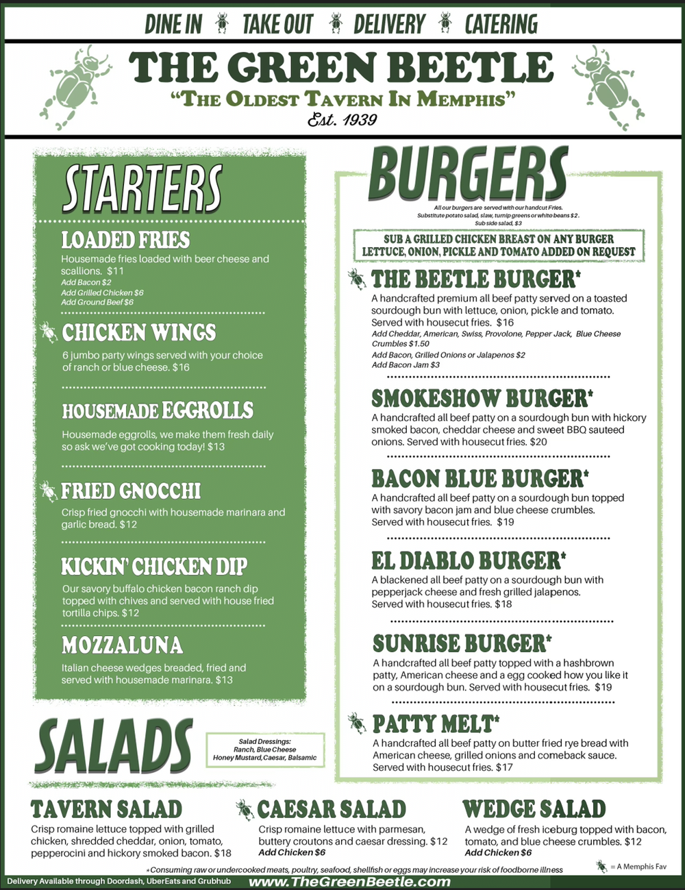 Menu — The Green Beetle