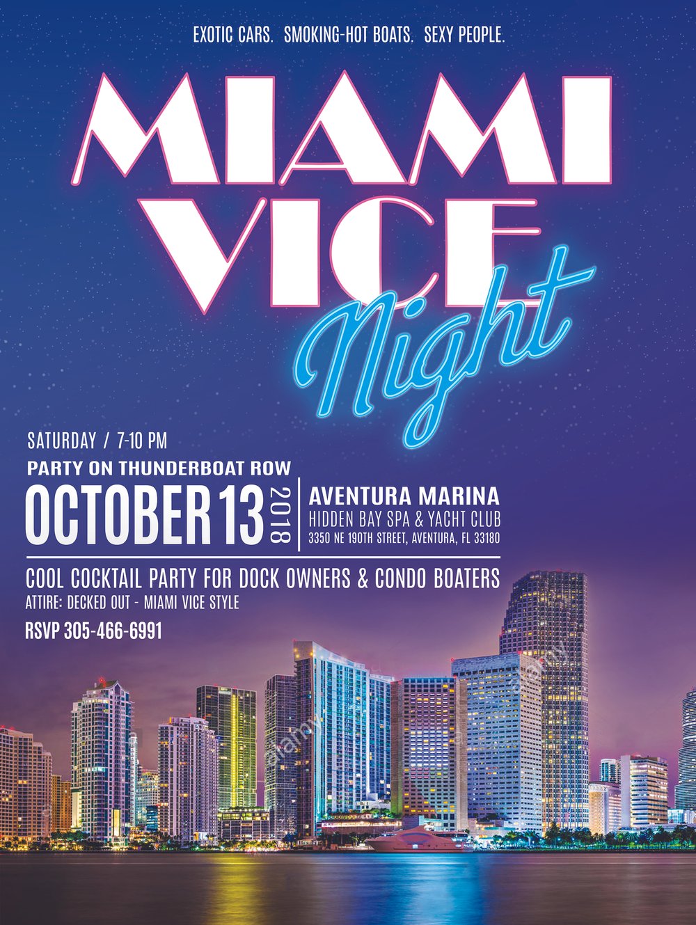 Miami Vice Night party invitation — Megayacht Media