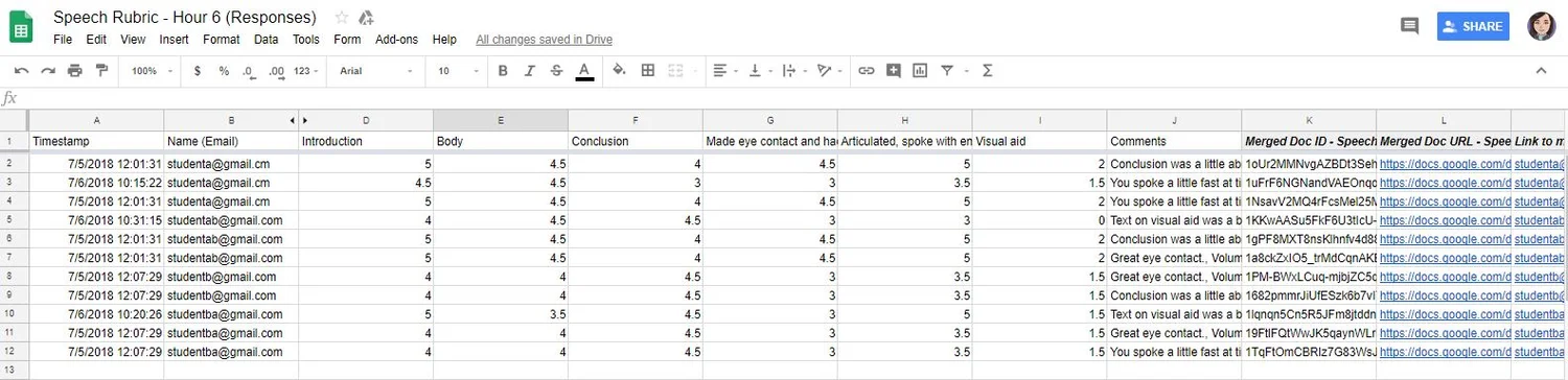Creating a Digital Rubric with Google Forms and autoCrat ...
