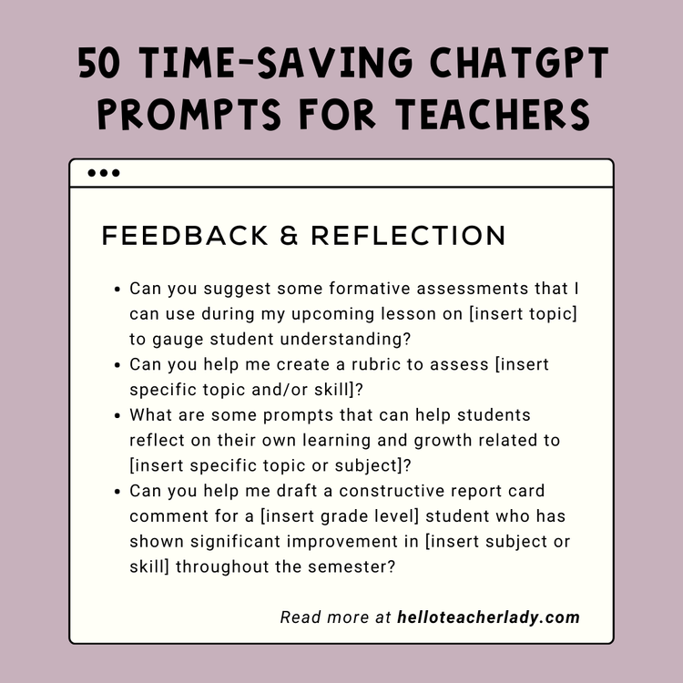 50 Time-Saving ChatGPT Prompts for Teachers — helloteacherlady.com
