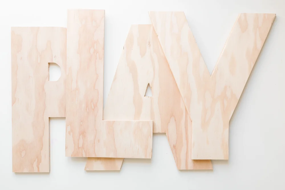 DIY plywood PLAY wall sign for playroom — emelbe design