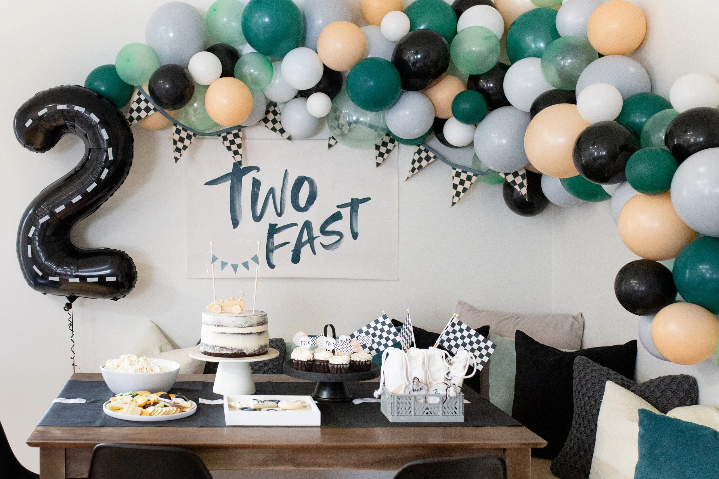 Two Fast Modern Race Car Second Birthday Party Emelbe Design