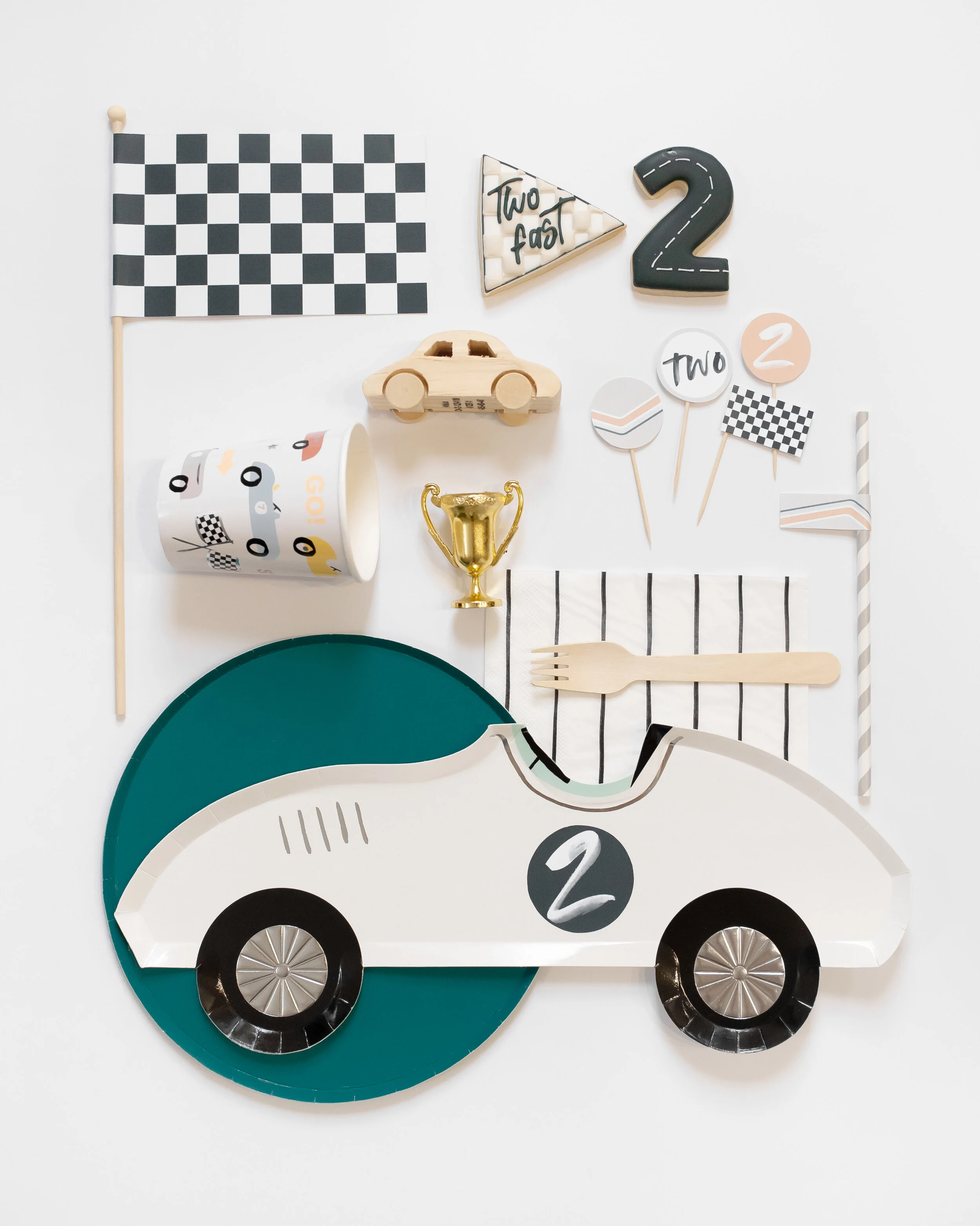 two fast modern race car second birthday party — emelbe design