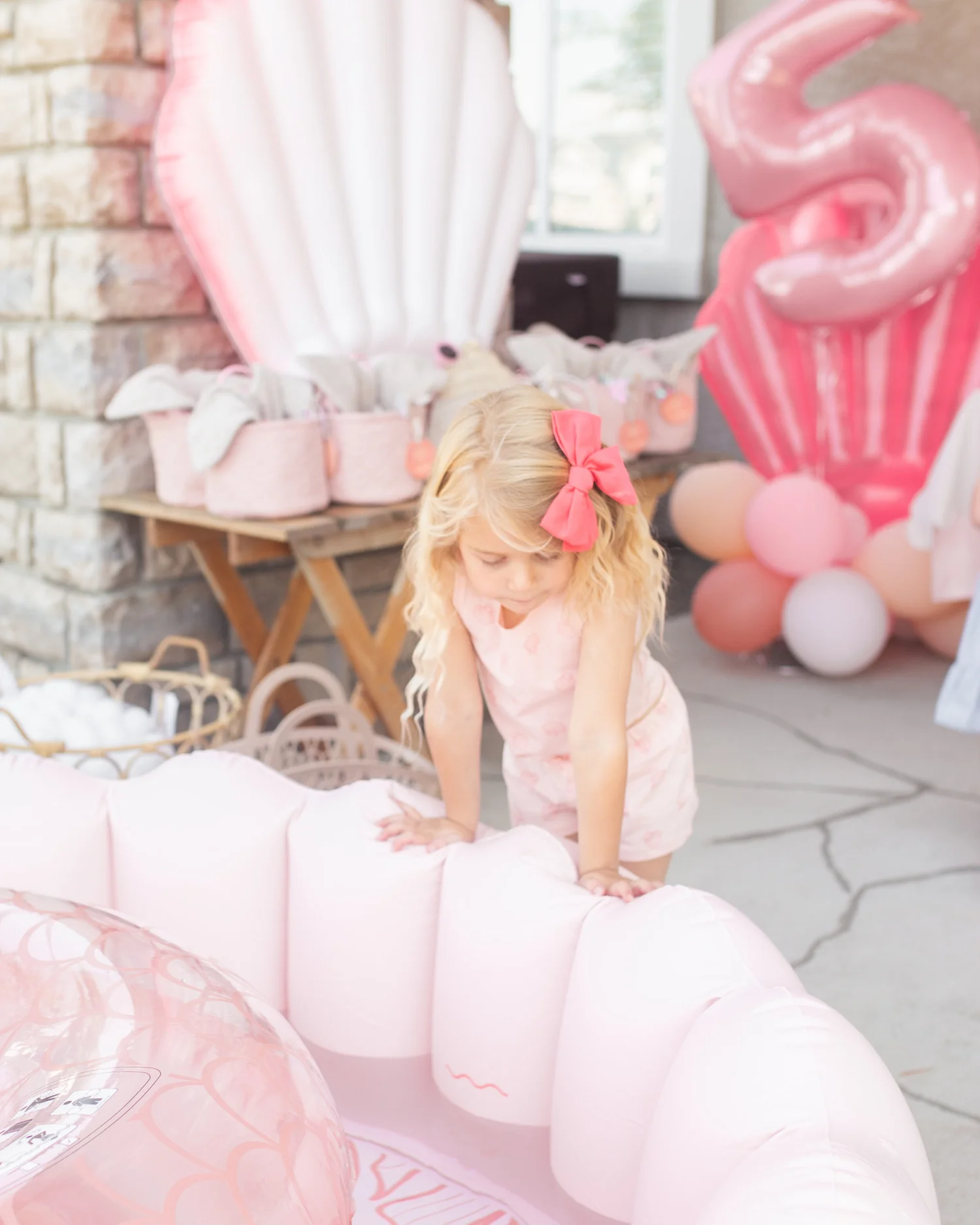 Dive into 5 with a pink mermaid party pool party, custom printable ...