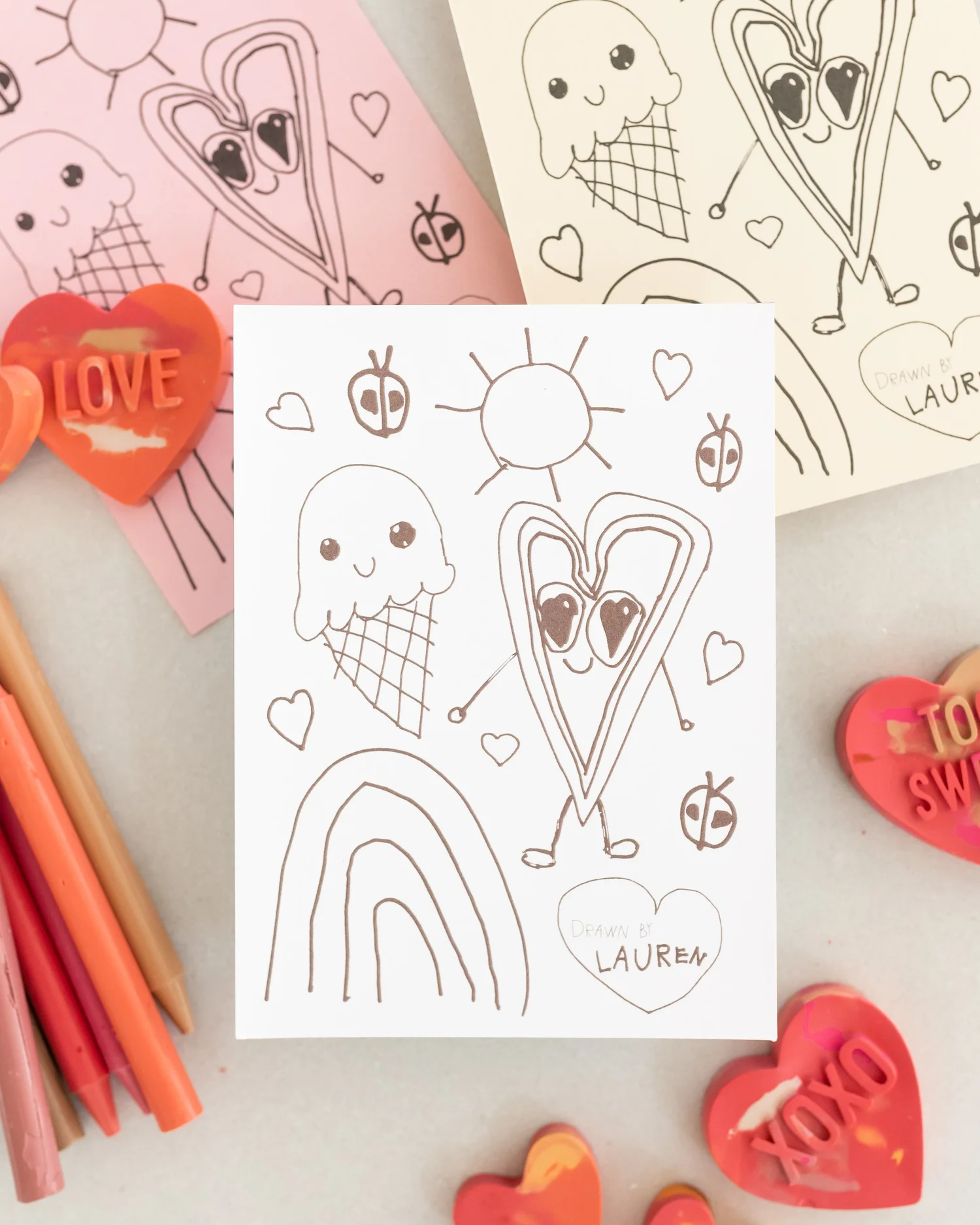 homemade heart shaped crayons for class valentines cards — emelbe design