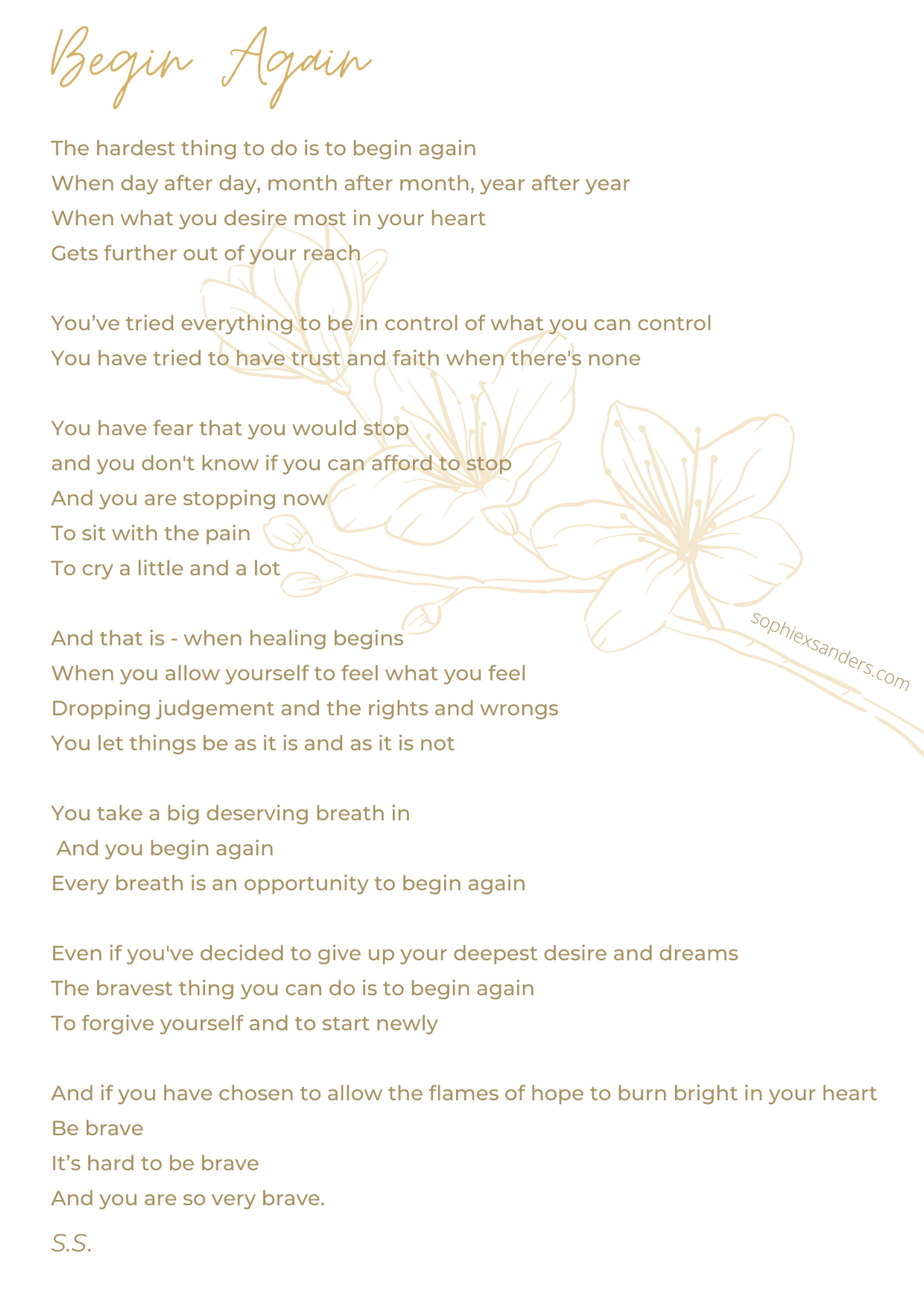 Begin Again — SOPHIE SANDERS | Yoga, IVF Support, Self Care Rituals