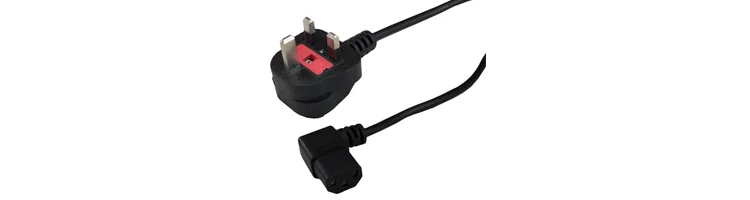 UK Moulded Plug / IEC Plug, Right Angle Connector, Black — GJ Electronics