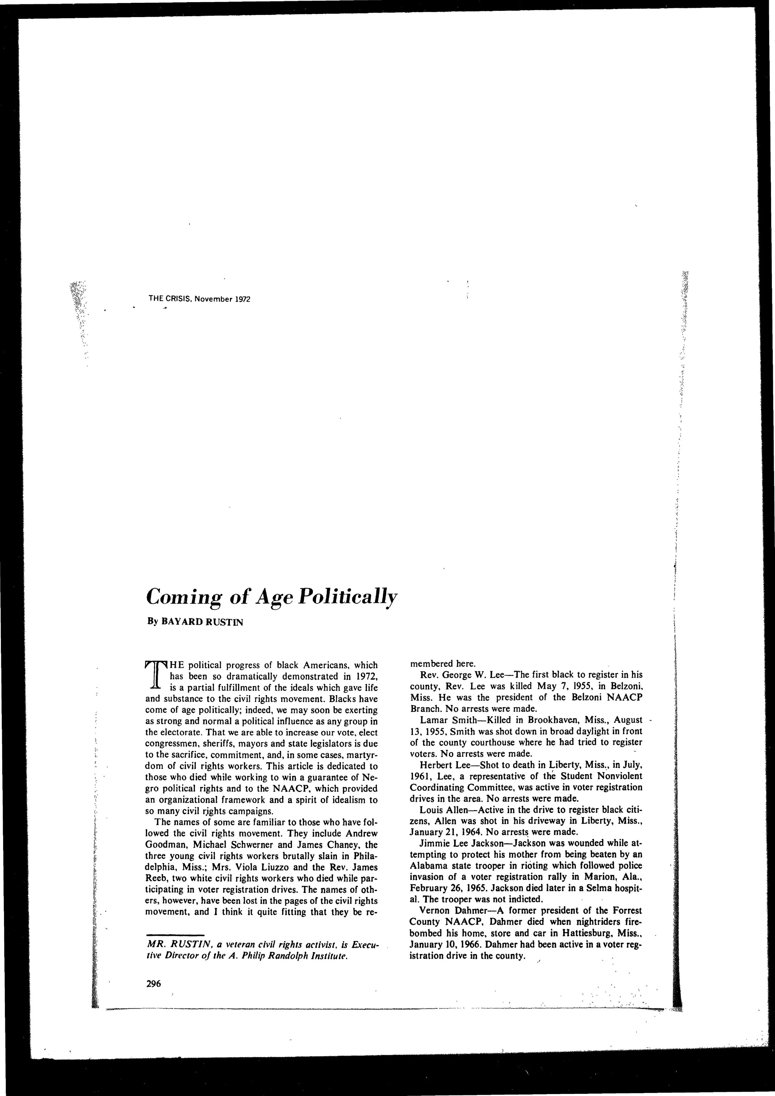 Coming of Age Politically: The Shift from Protest to Electoral Power ...