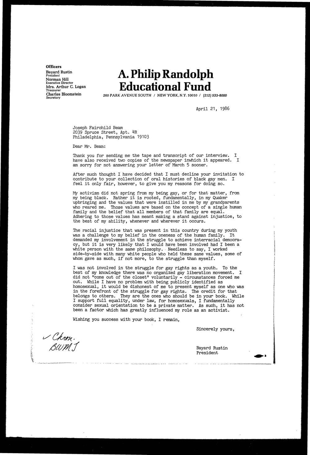 Bayard Rustin’s Reflections on Race and Sexuality — Bayard Rustin ...