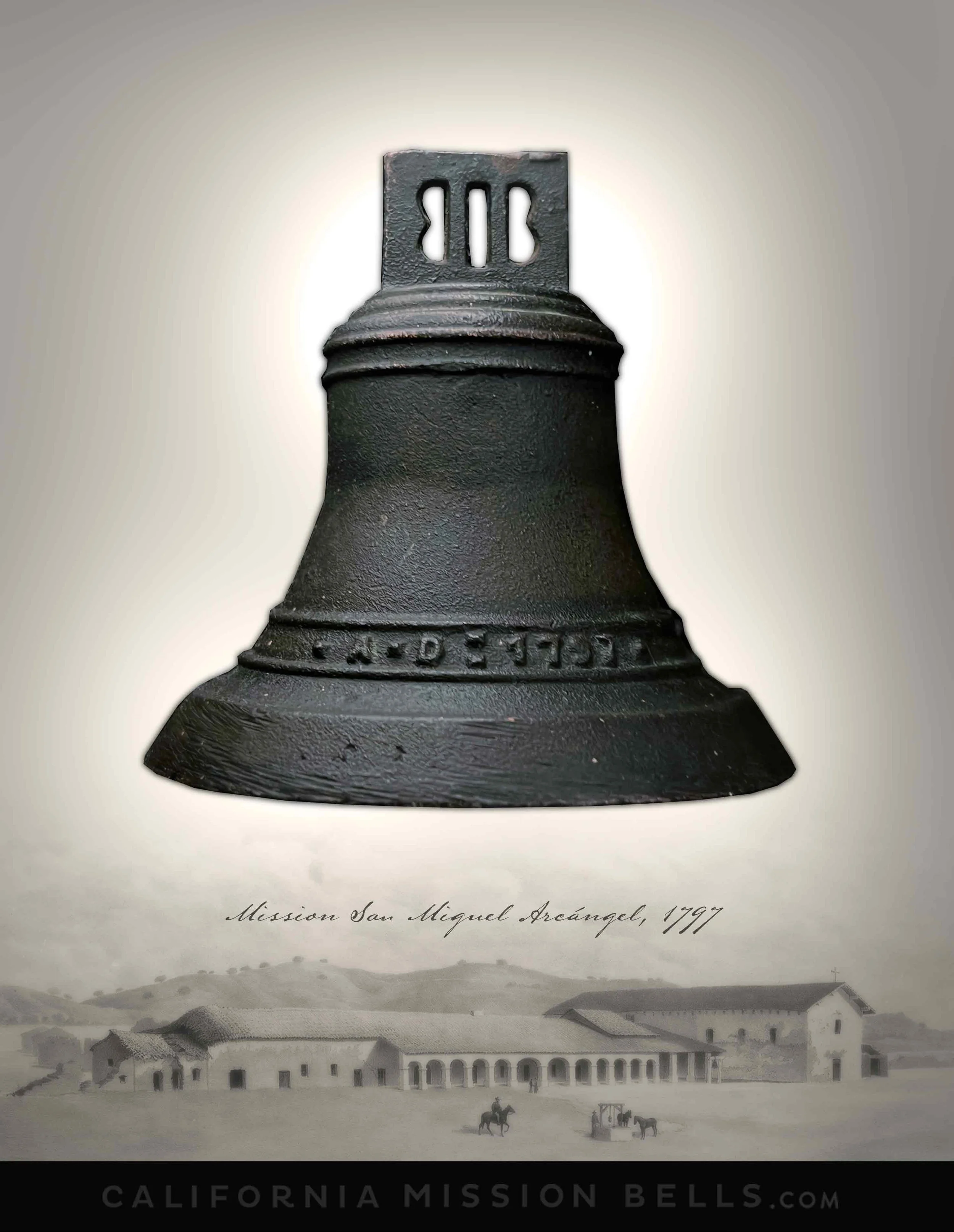 Antique Mission Bell, San Miguel Arcángel Souvenir — California Mission ...