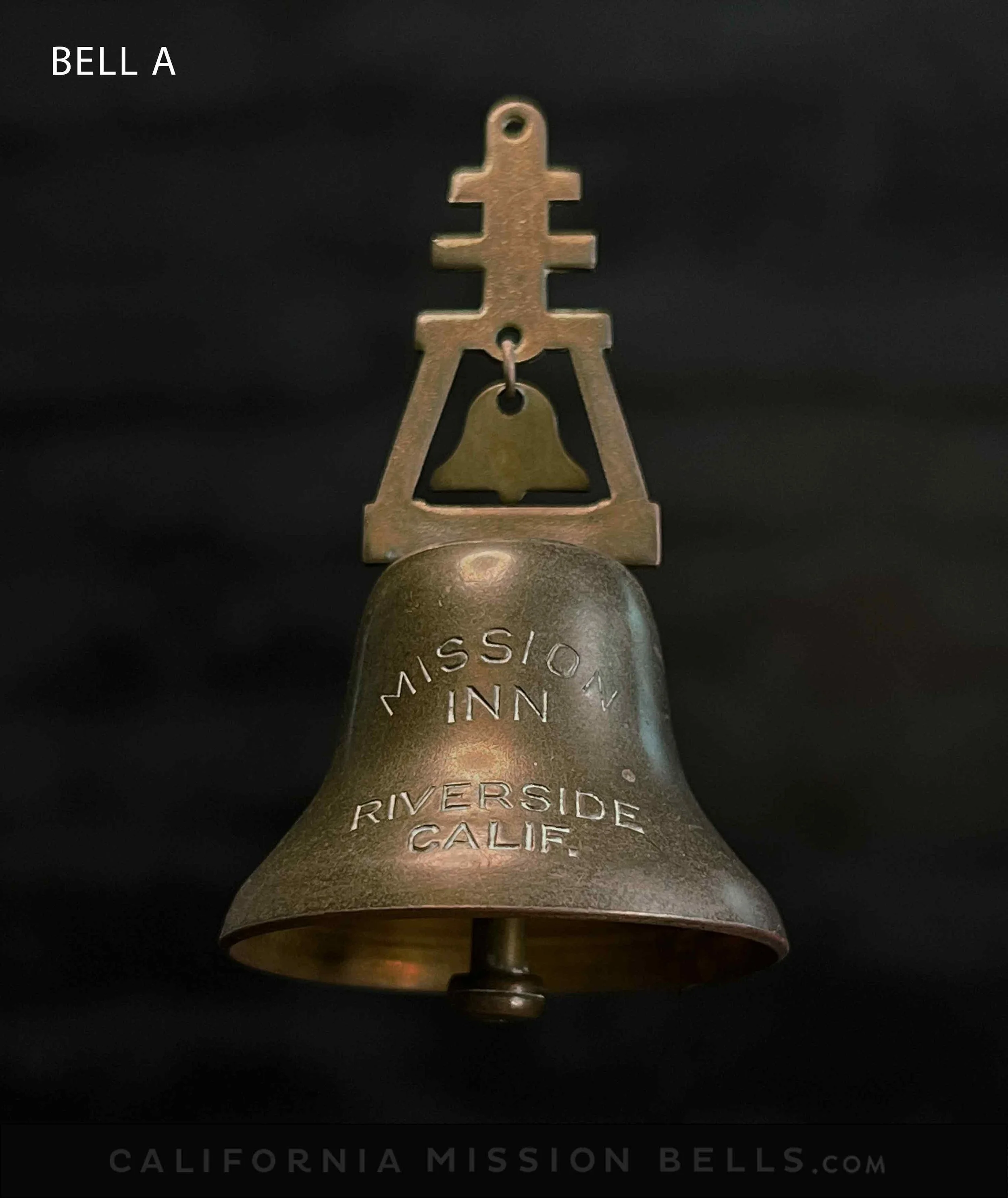 Vintage Mission Inn Souvenir Raincross Bell — California Mission Bells
