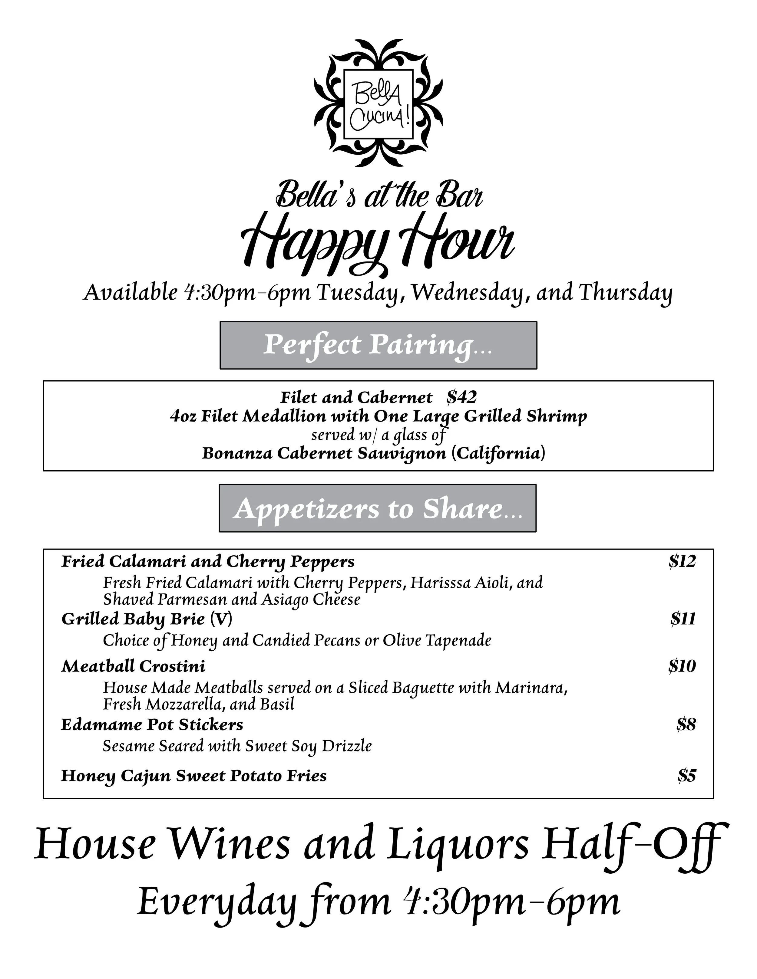 DINNER MENU — Bella Cucina