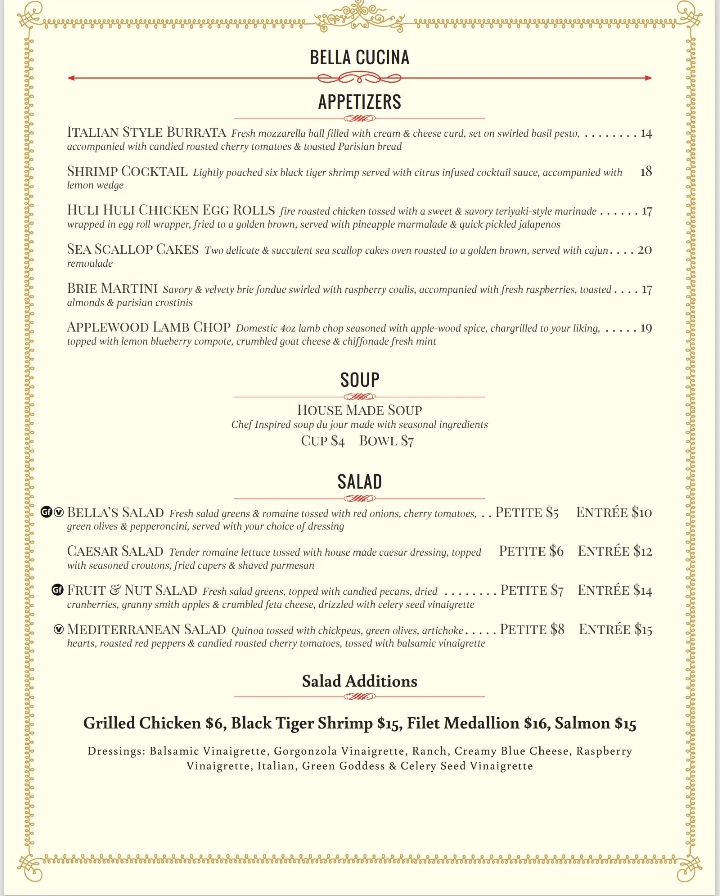 LUNCH MENU — Bella Cucina