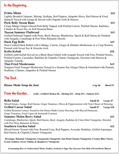 DINNER MENU — Bella Cucina