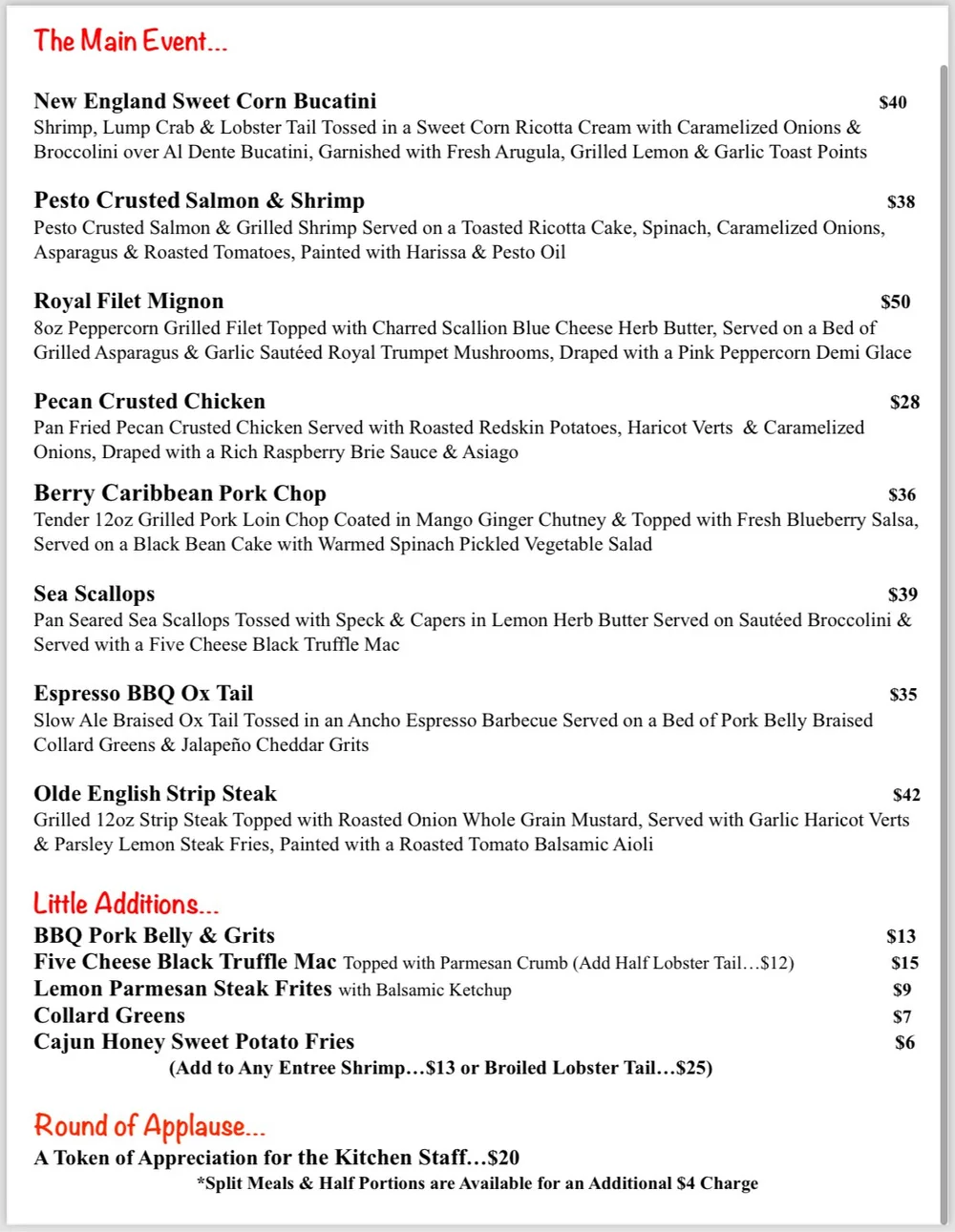 DINNER MENU — Bella Cucina