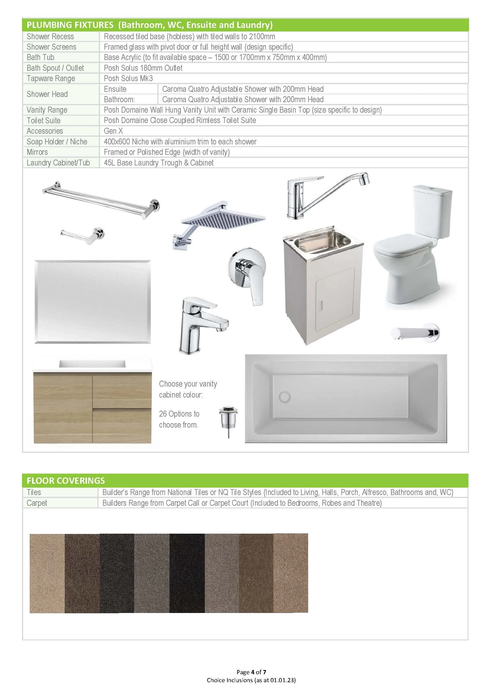 Standard Choice Inclusions — Homes by DJ Jones | Custom New Home ...