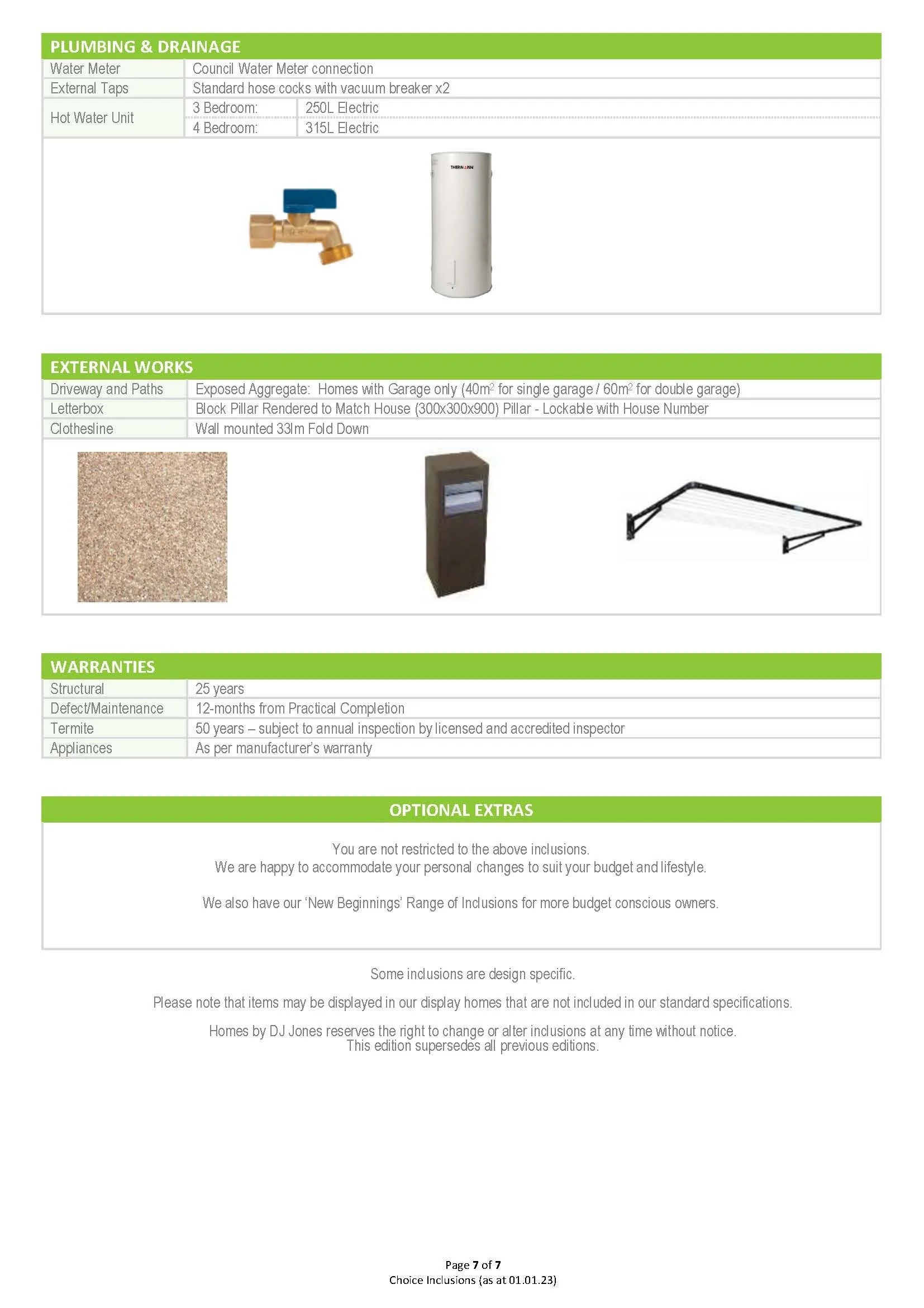 Standard Choice Inclusions — Homes by DJ Jones | Custom New Home ...