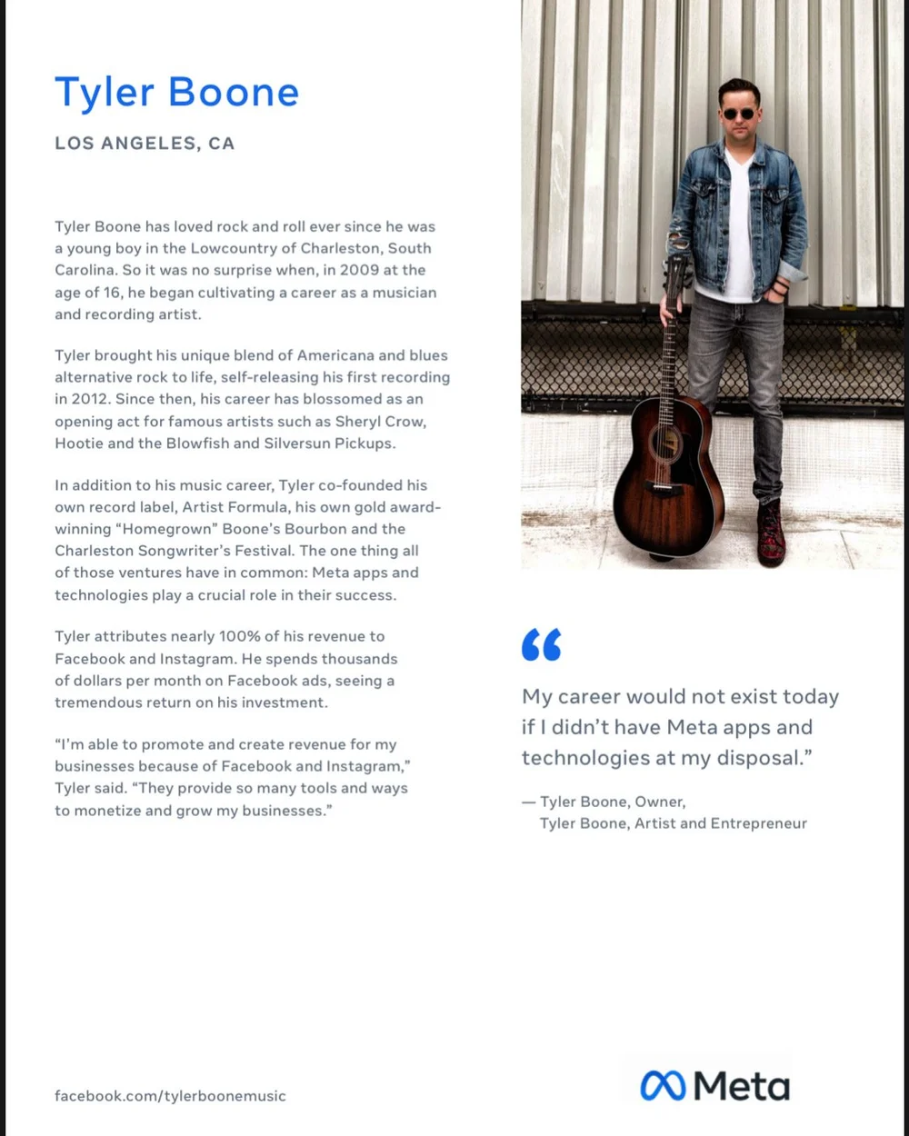 Tyler Boone now featured as a META partner with Facebook & Instagram ...