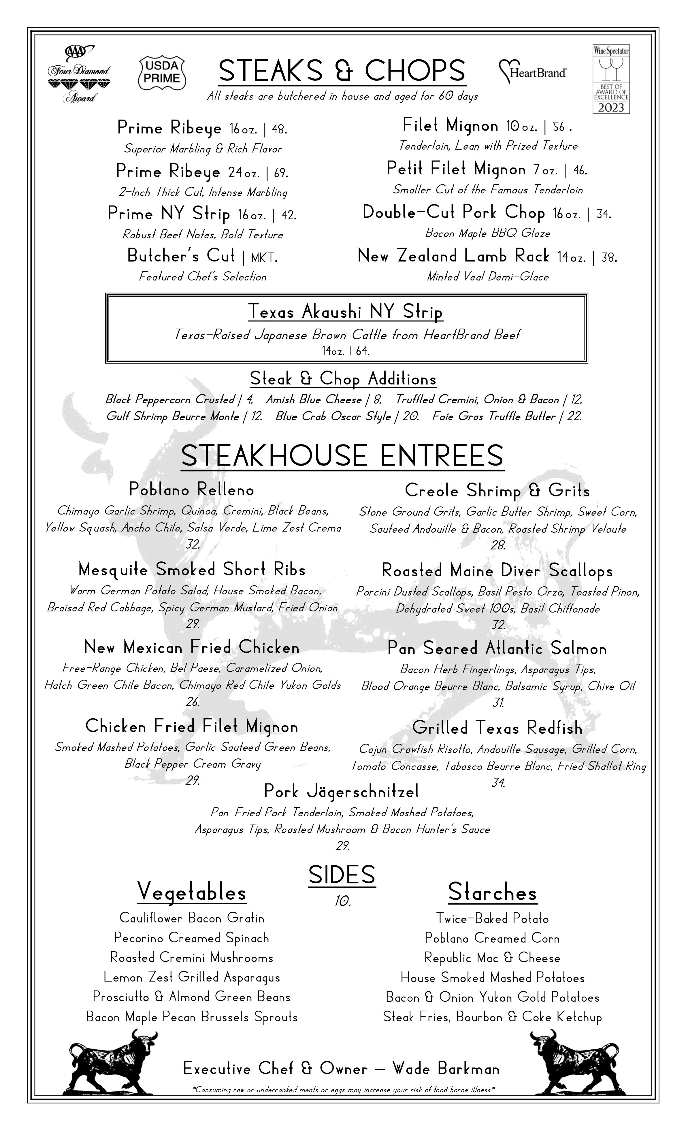 Menu — The Republic Steakhouse