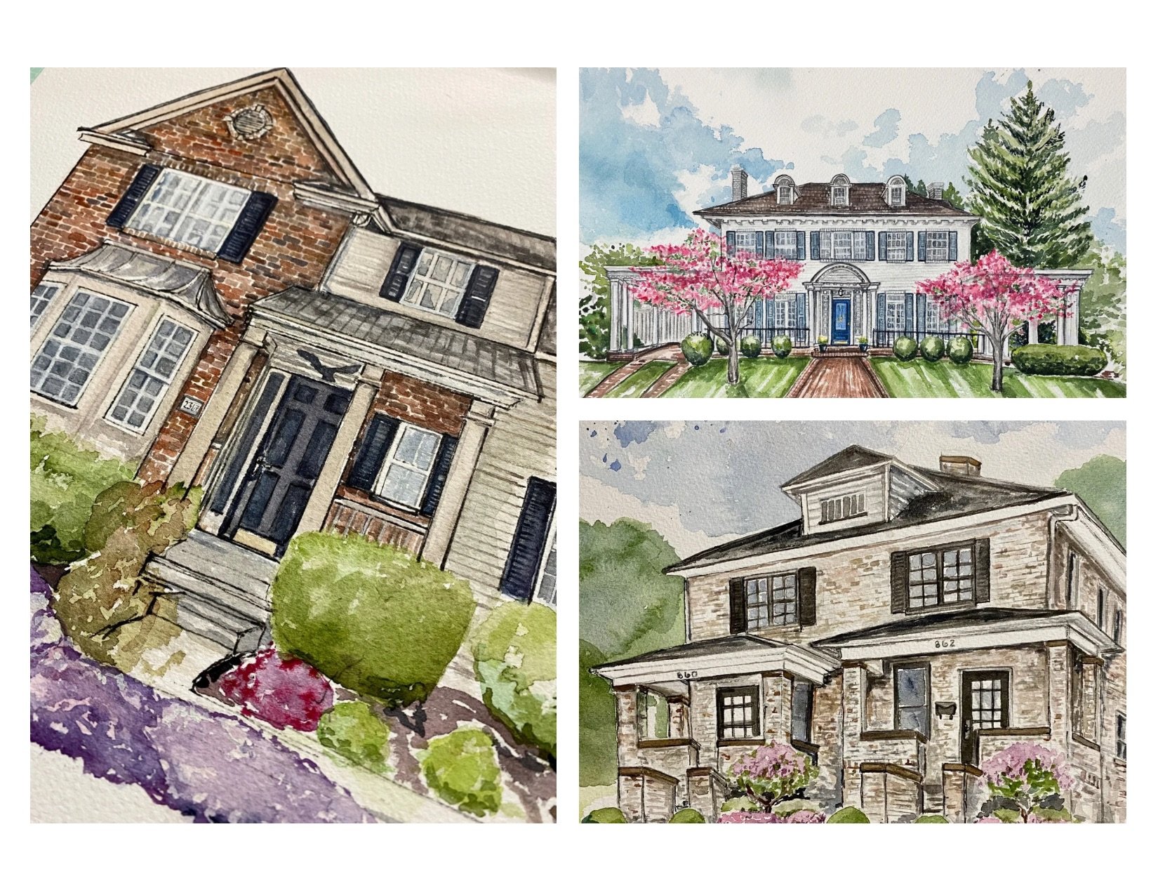 Process of creating bespoke house portraits — Ivy line Design