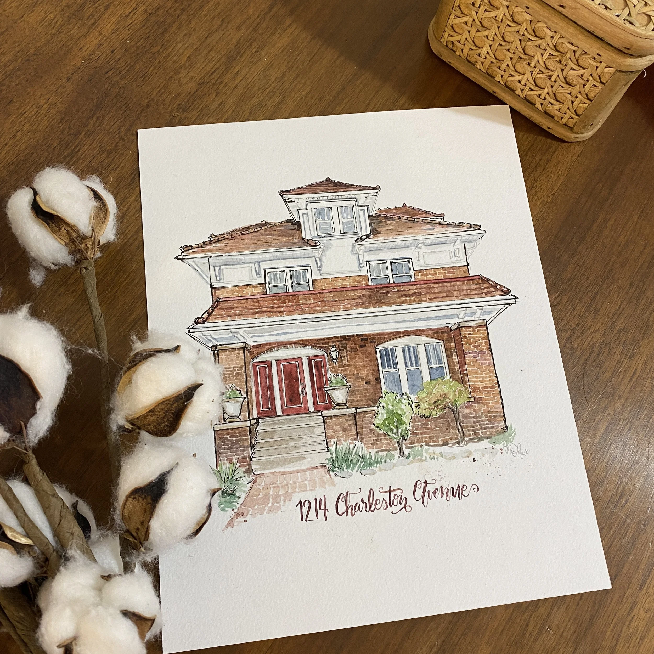 Process of creating bespoke house portraits — Ivy line Design