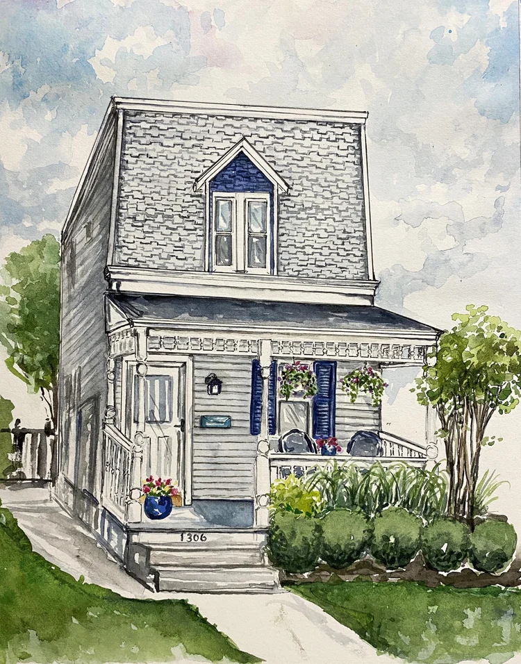 Process of creating bespoke house portraits — Ivy line Design