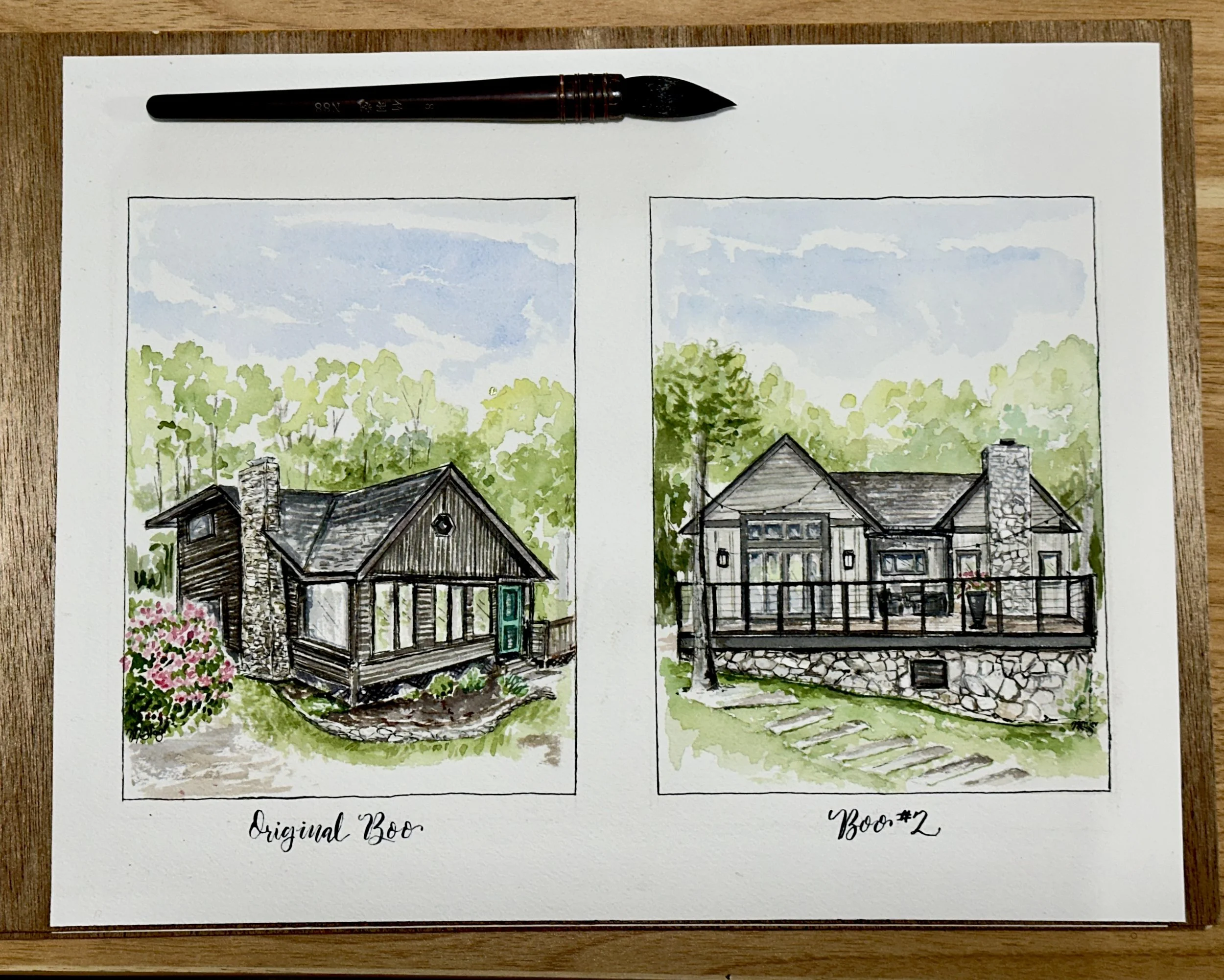 Process of creating bespoke house portraits — Ivy line Design