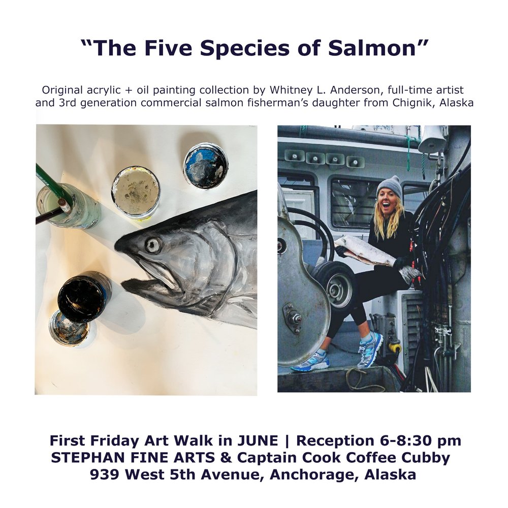 The Five Species of Salmon" : an Acrylic + oil painting collection ...