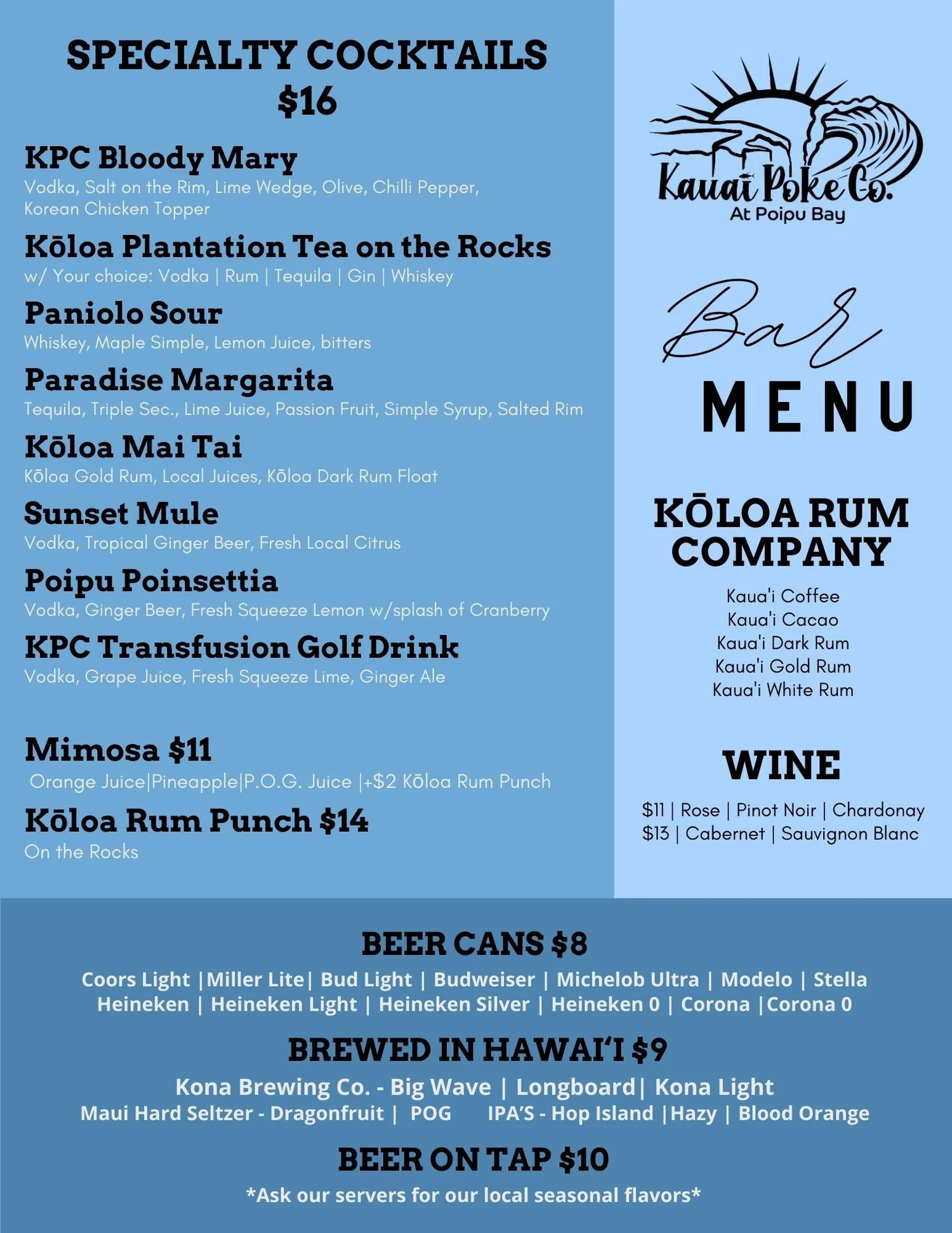 Menu — Kauai Poke Co.