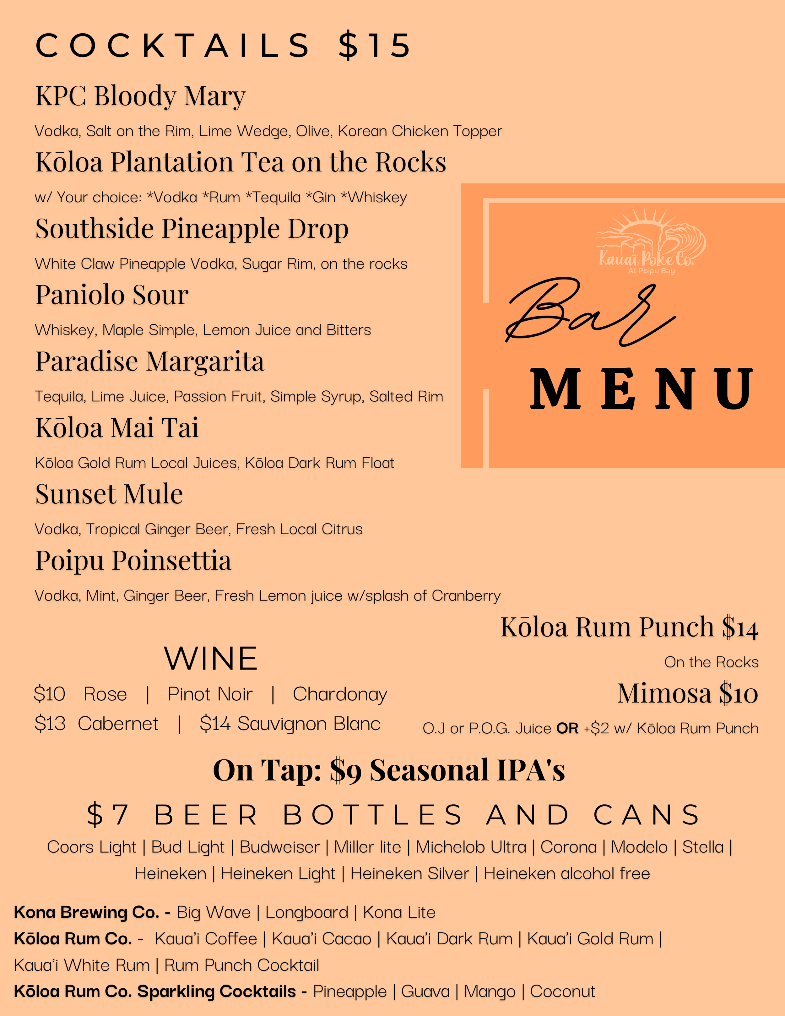 Menu — Kauai Poke Co.