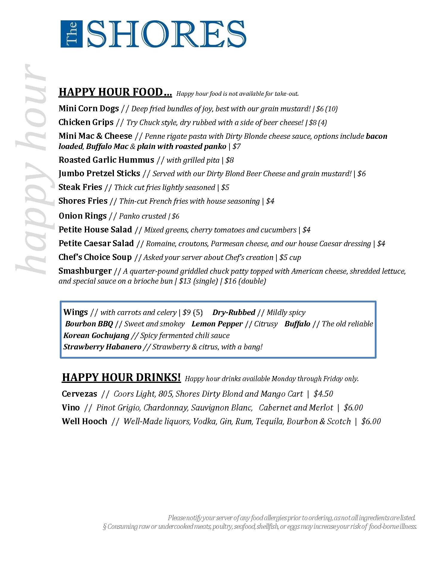 Menus — The Shores Restaurant