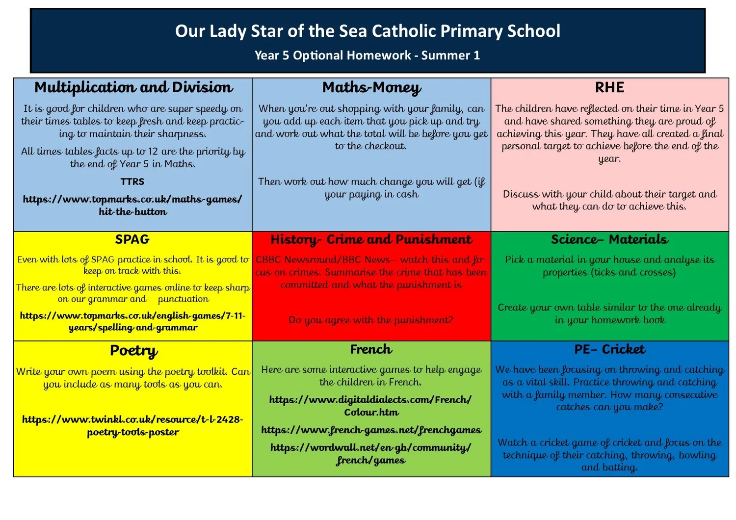 Year 5 Homework 03.05.24 — Our Lady Star of the Sea RC Primary School