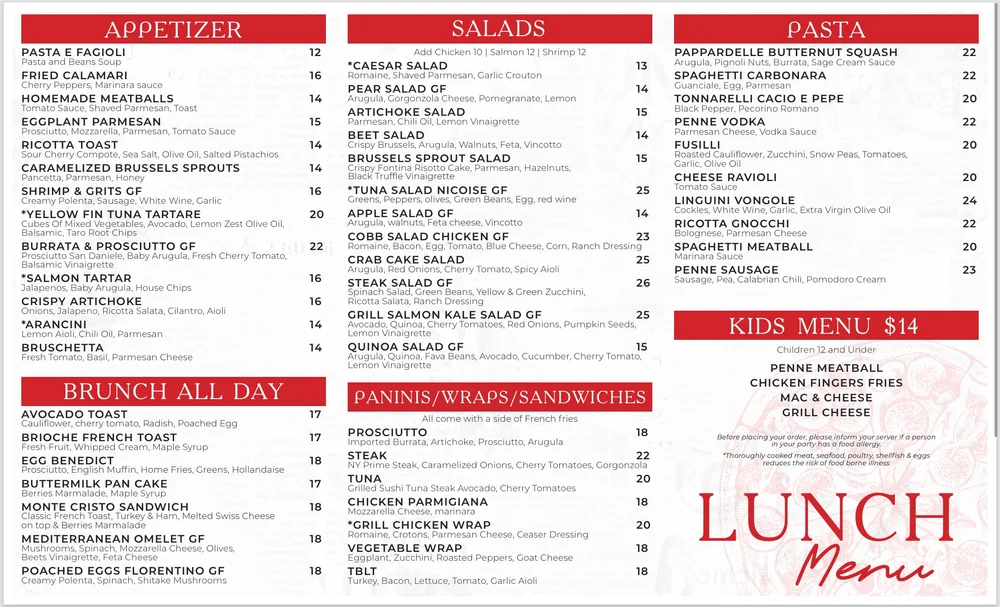 Menus — Bianco Rosso Restaurant & Bar