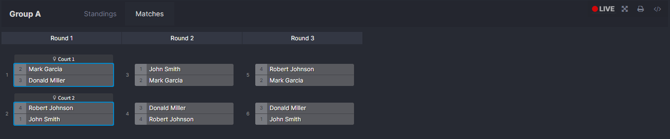 Pickleball Brackets — North Carolina Senior Games