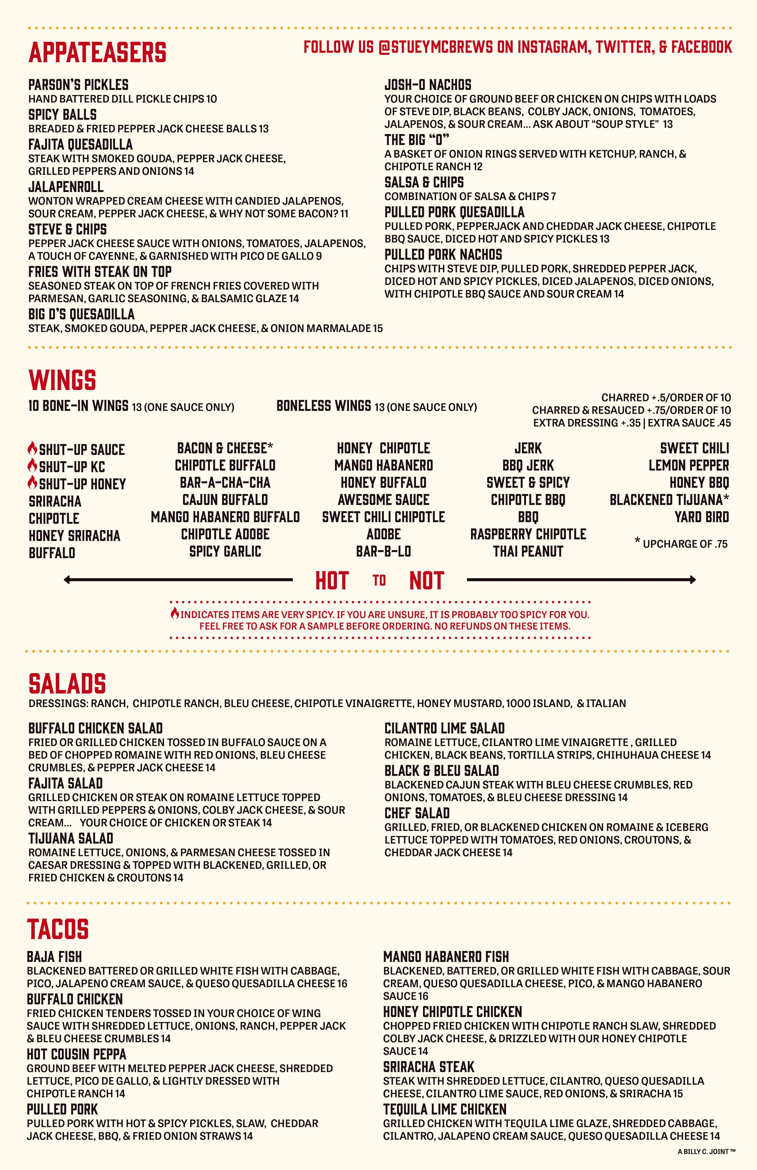Menu — Stuey McBrew's
