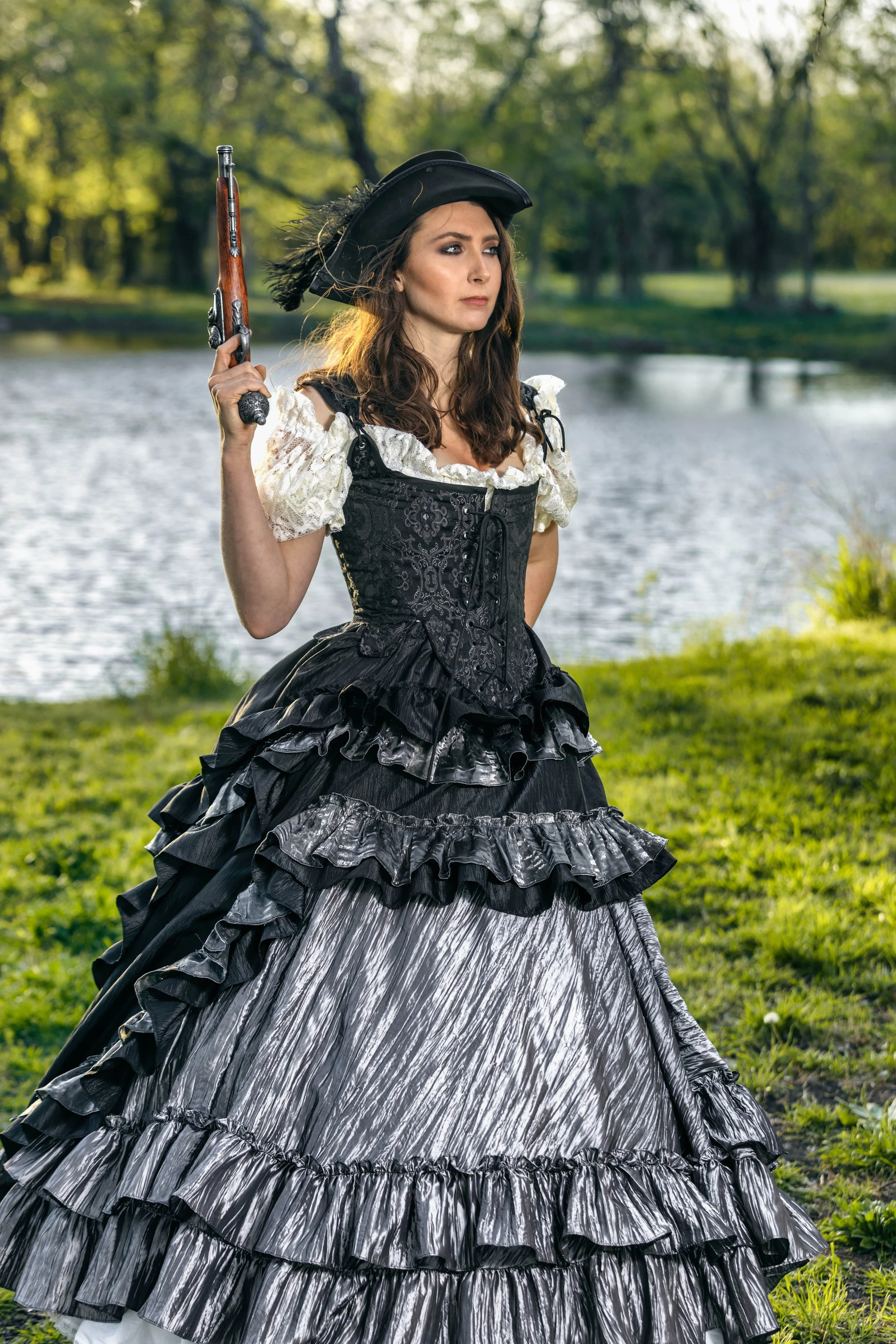 Black and Silver Pirate Bride Ballgown Dress — Silver Leaf Costumes ...