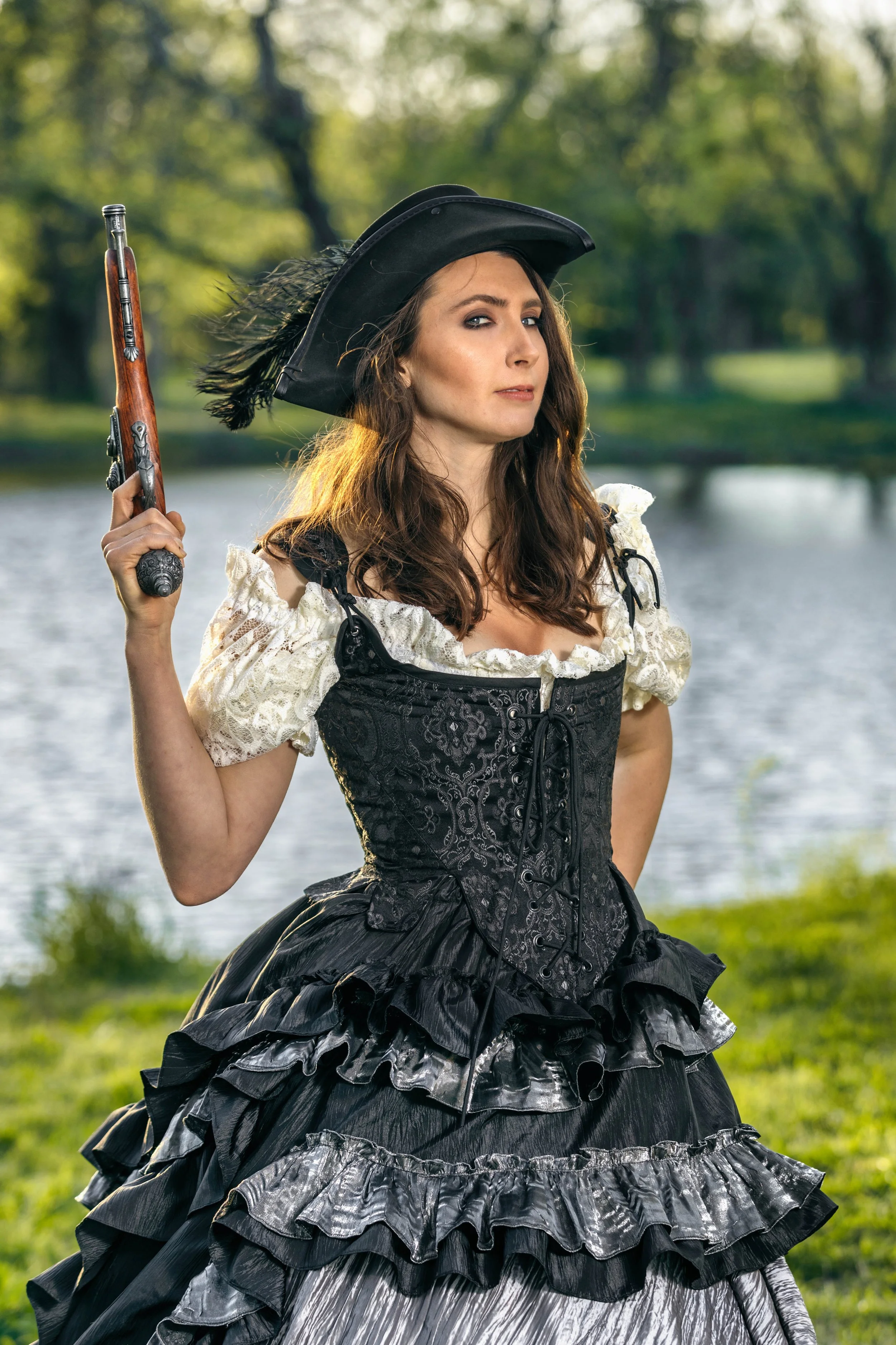 Black and Silver Pirate Bride Ballgown Dress — Silver Leaf Costumes ...